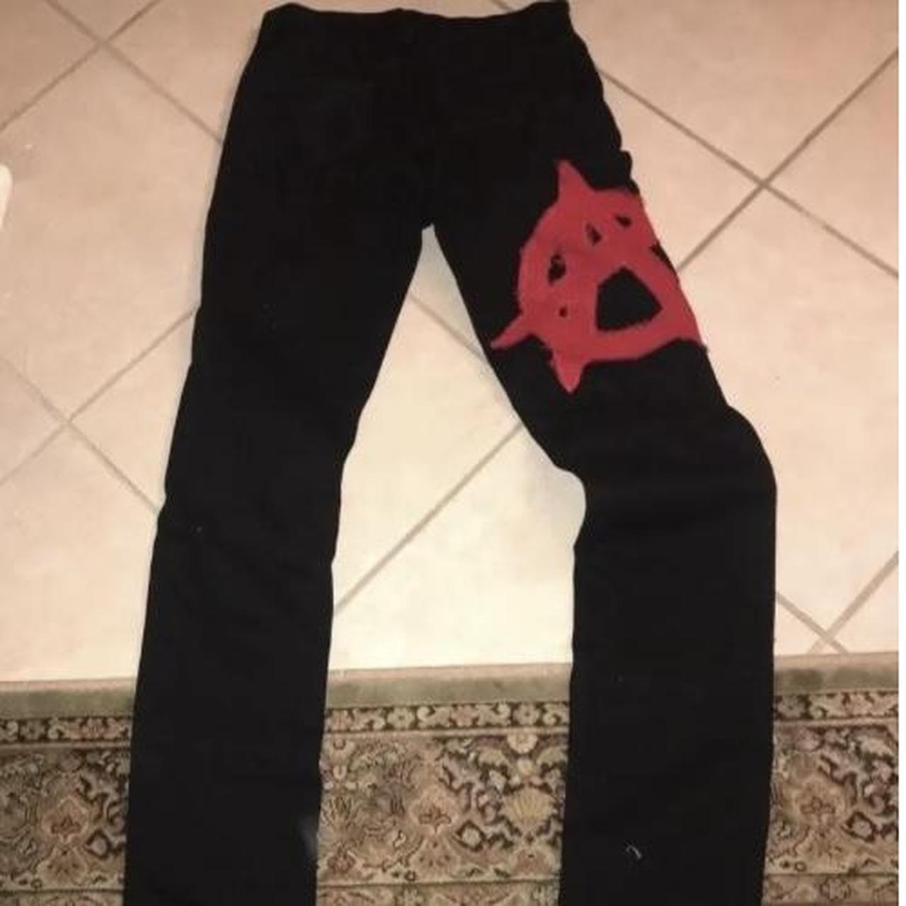 Custom stacked Anarchy jeans Waist size 29-30 1 of 1 - Depop