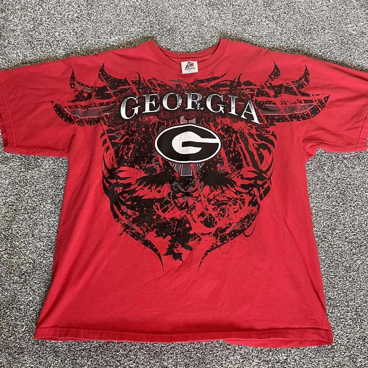 red affliction type design "georgia" sports t-shirt... - Depop