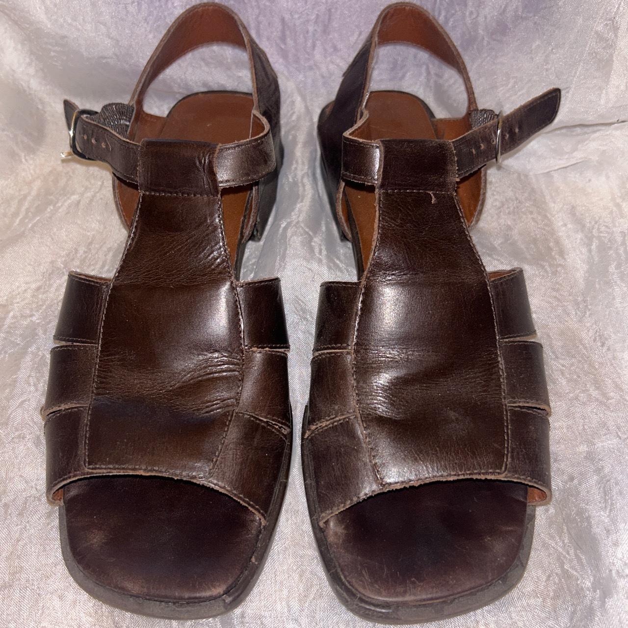 Vintage Etienne Aigner dark brown leather fisherman... - Depop