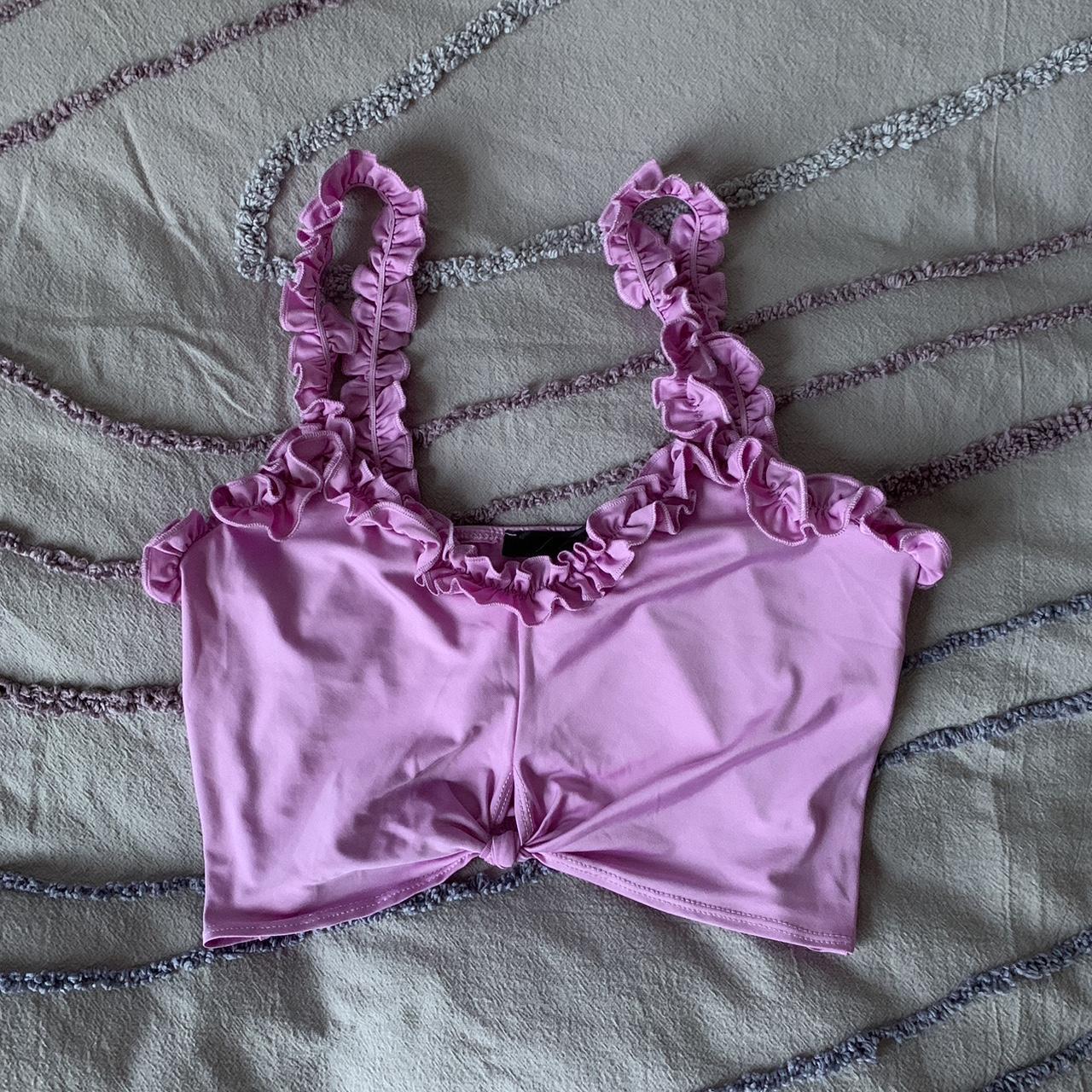 Cute lilac frilly top from Wild Cat - Depop