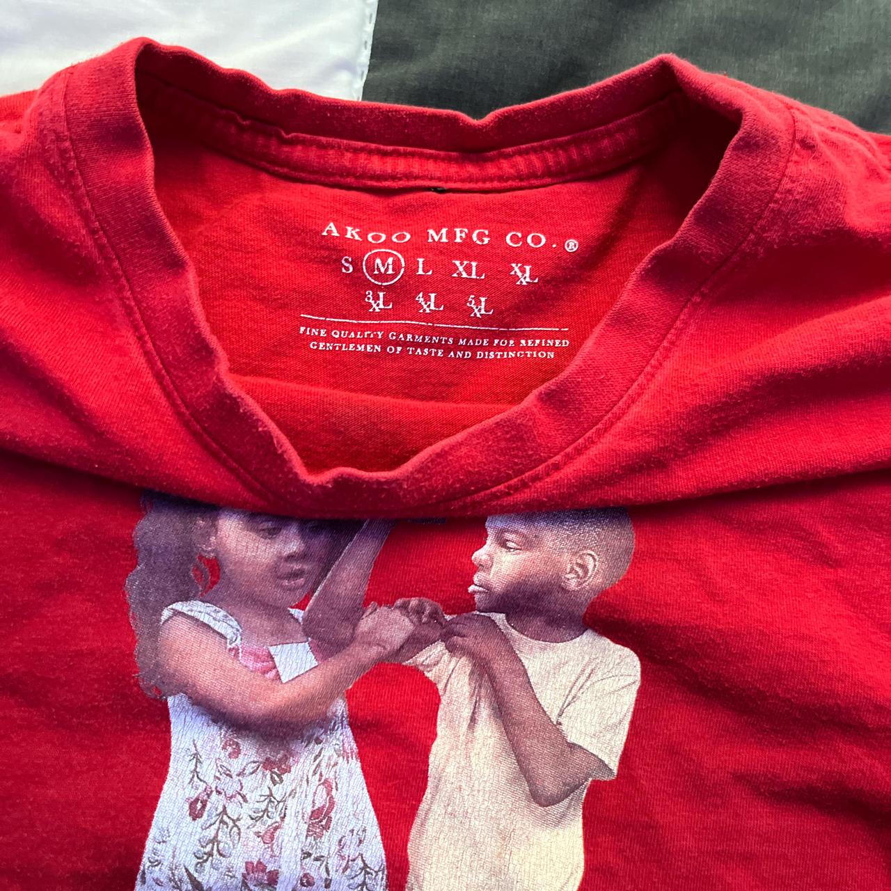 Red and white Akoo tshirt - Depop