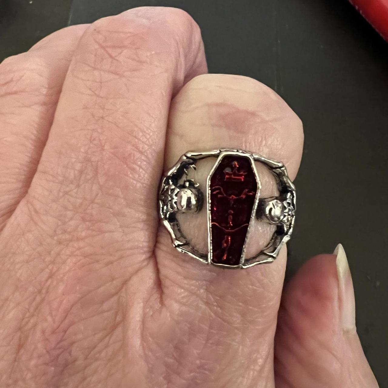 Skeleton & coffin ring Stainless steel Size us... - Depop