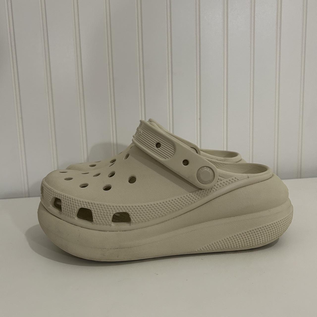 Beige platform crocs #crocs #platform #y2k these are... - Depop