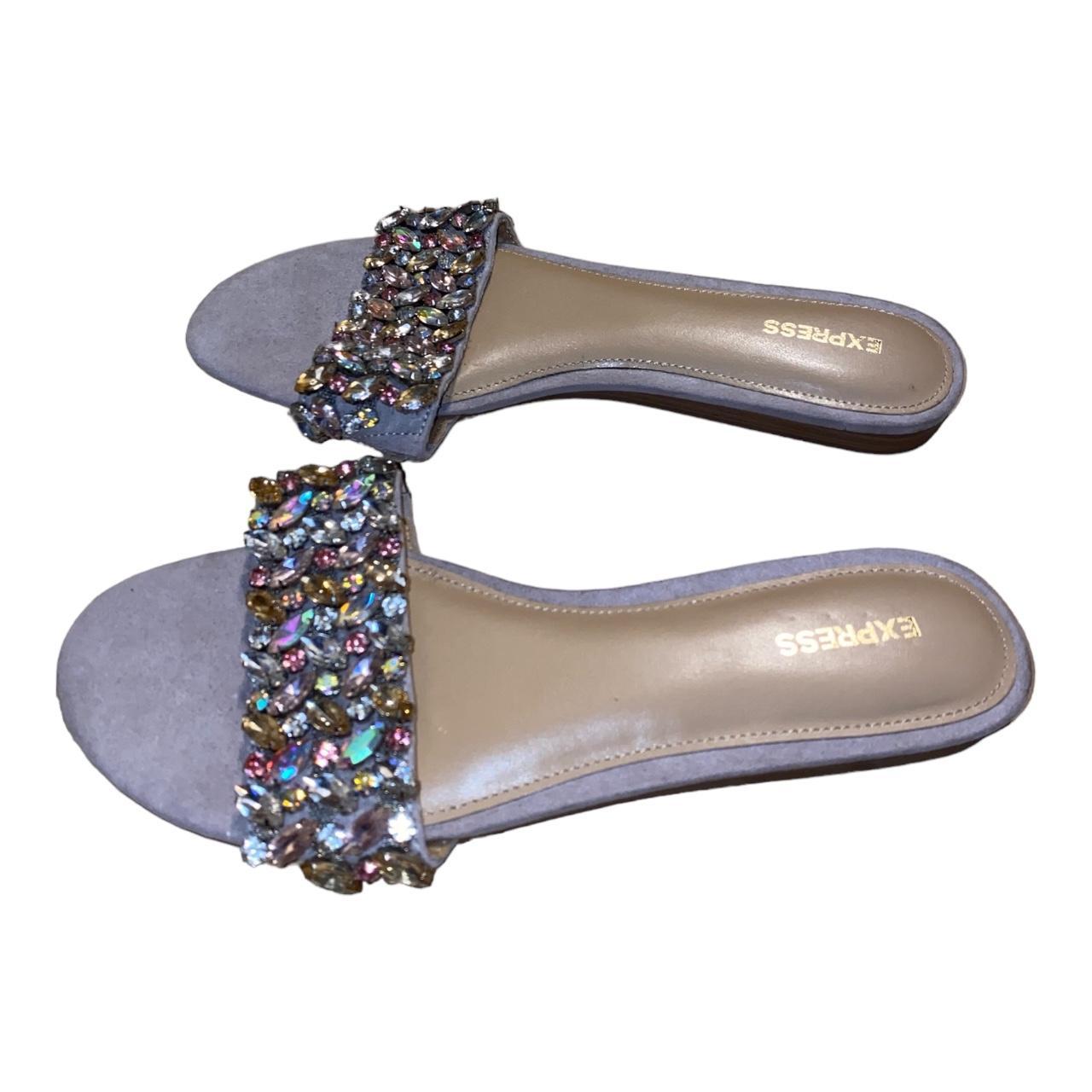 NEW Express Lavender Embellished Slides Size 8 New... - Depop