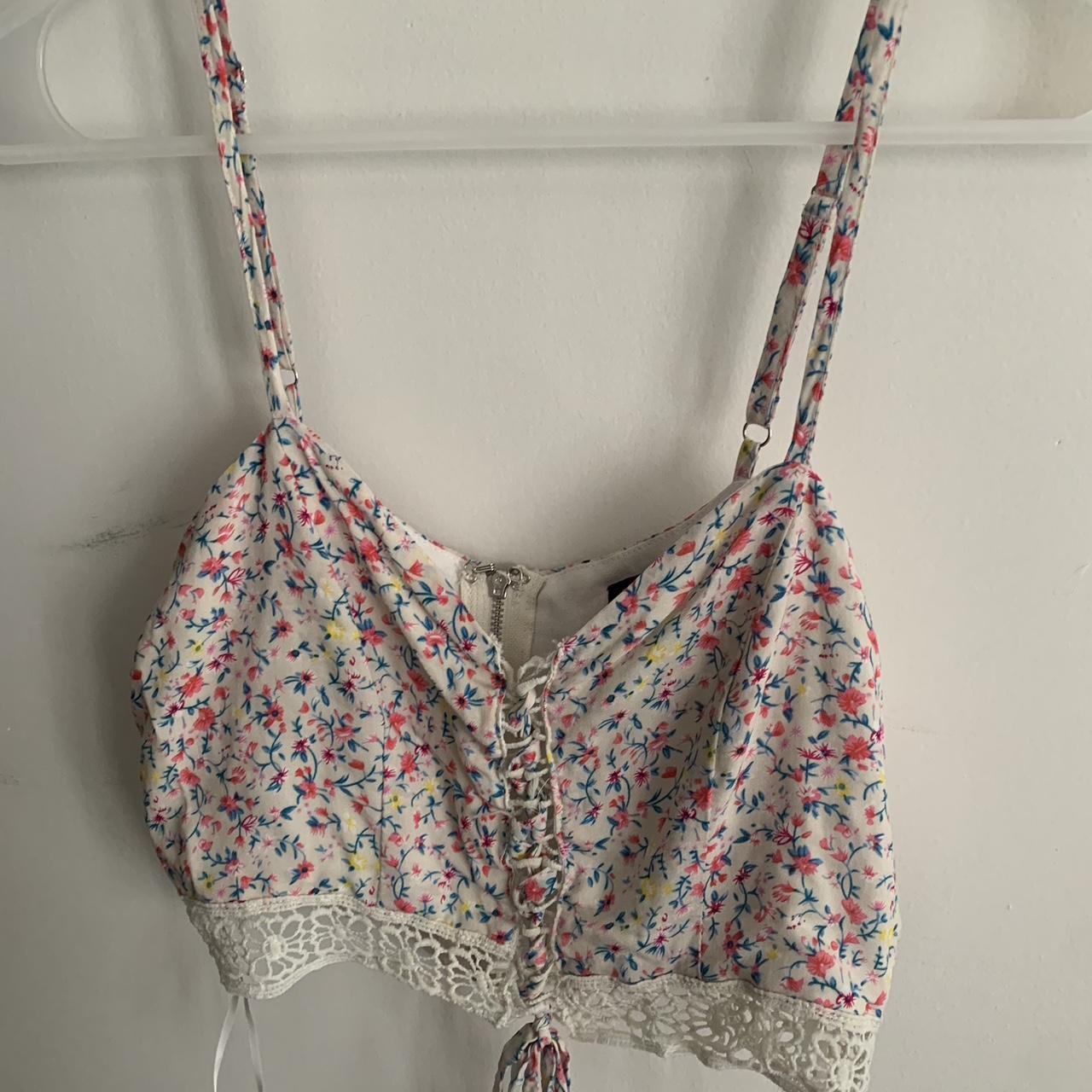 Floral Going on Strap Top with zipper in the back... - Depop