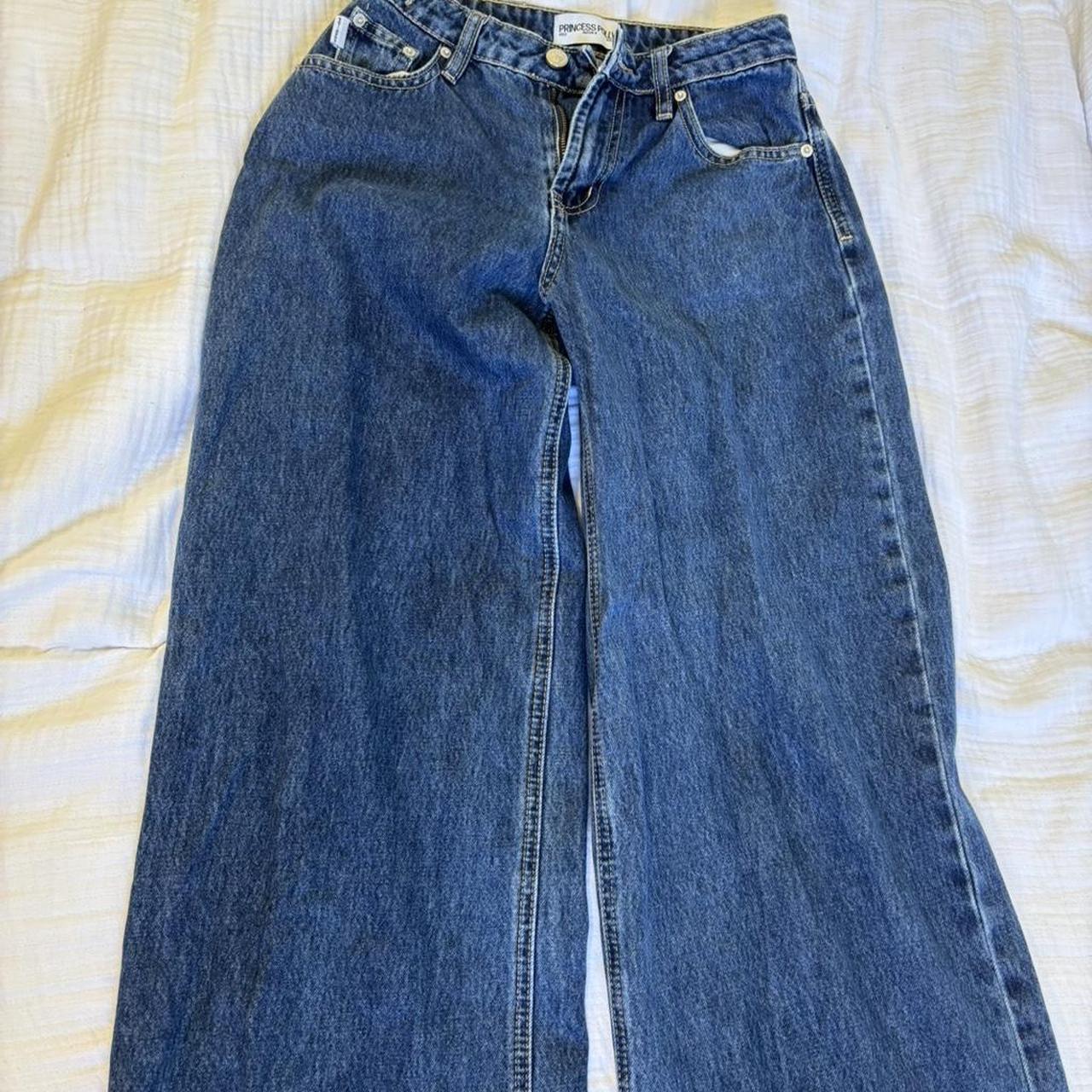 Princess Polly High-waisted wide-leg blue denim... | Depop