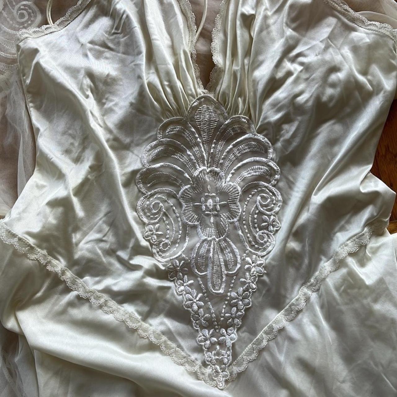 Long ivory slip with long sheer ivory robe.... | Depop