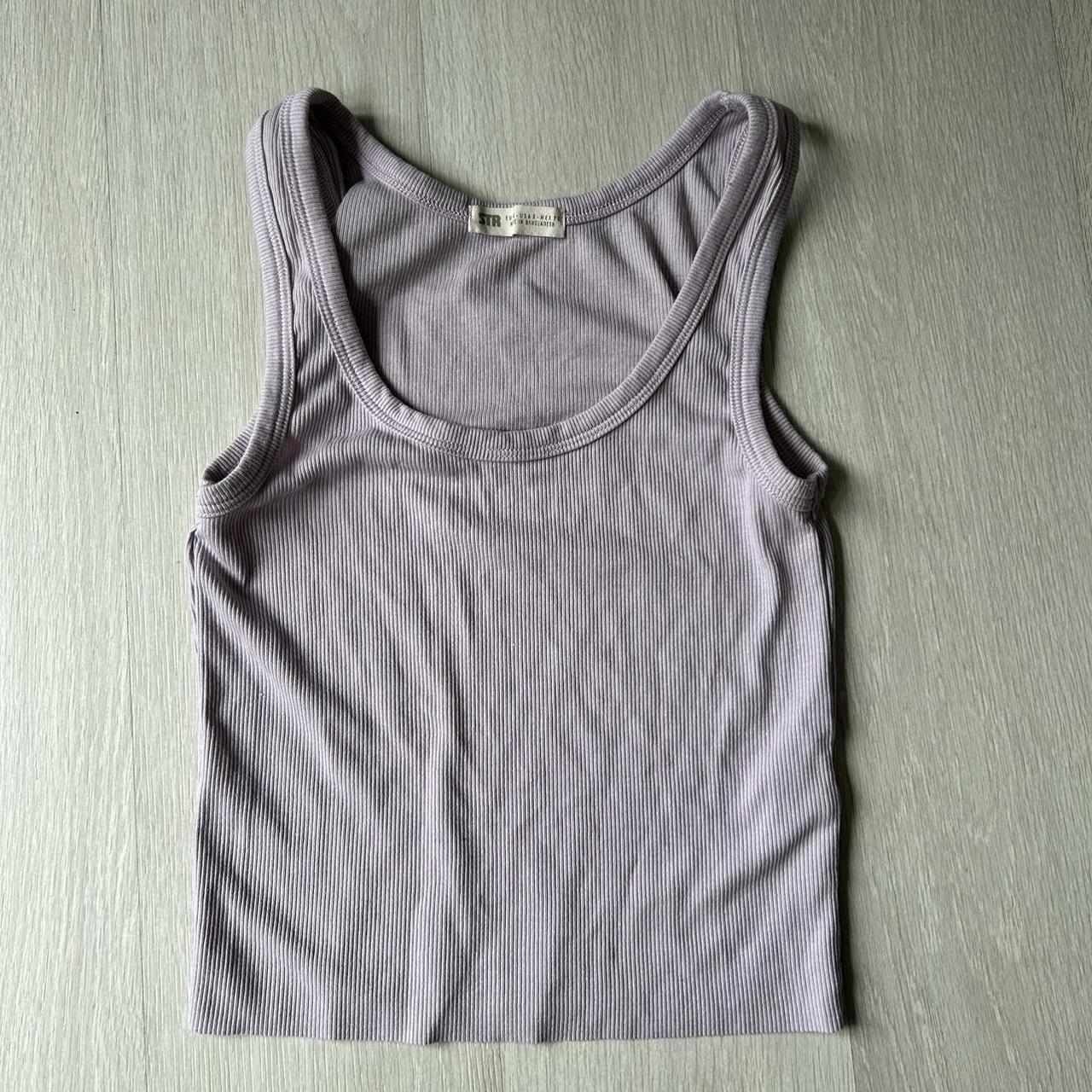 Bershka lilac racer vest top size s hardly been worn... - Depop