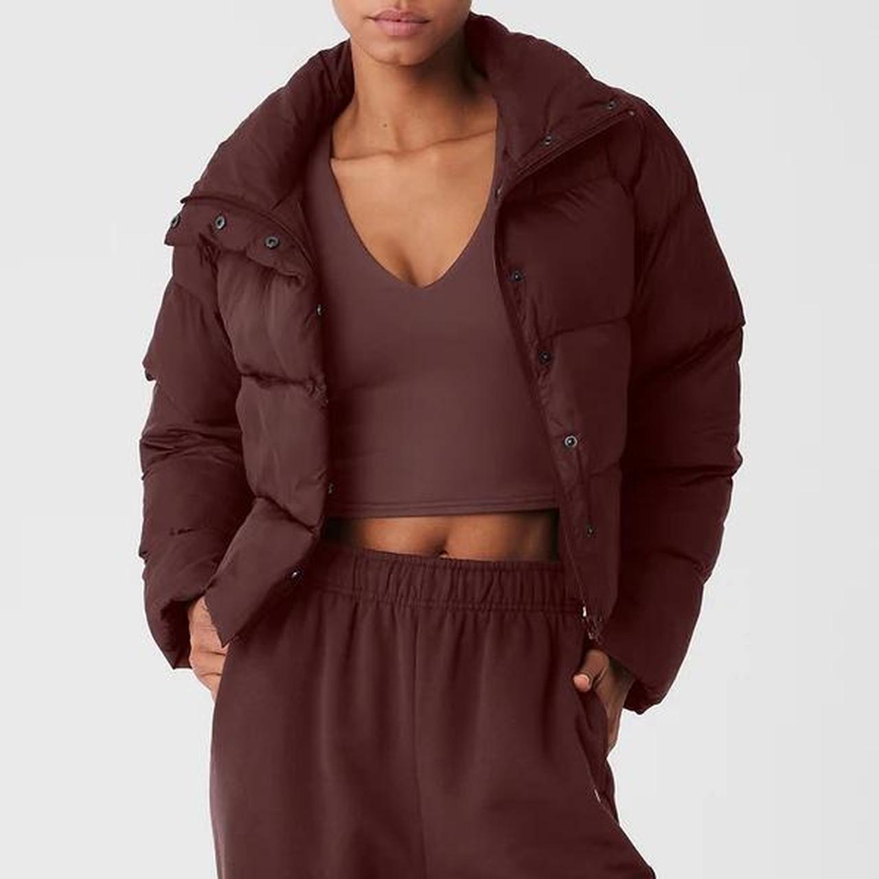 ALO GOLD RUSH PUFFER - CHERRY COLA cropped puffer... - Depop