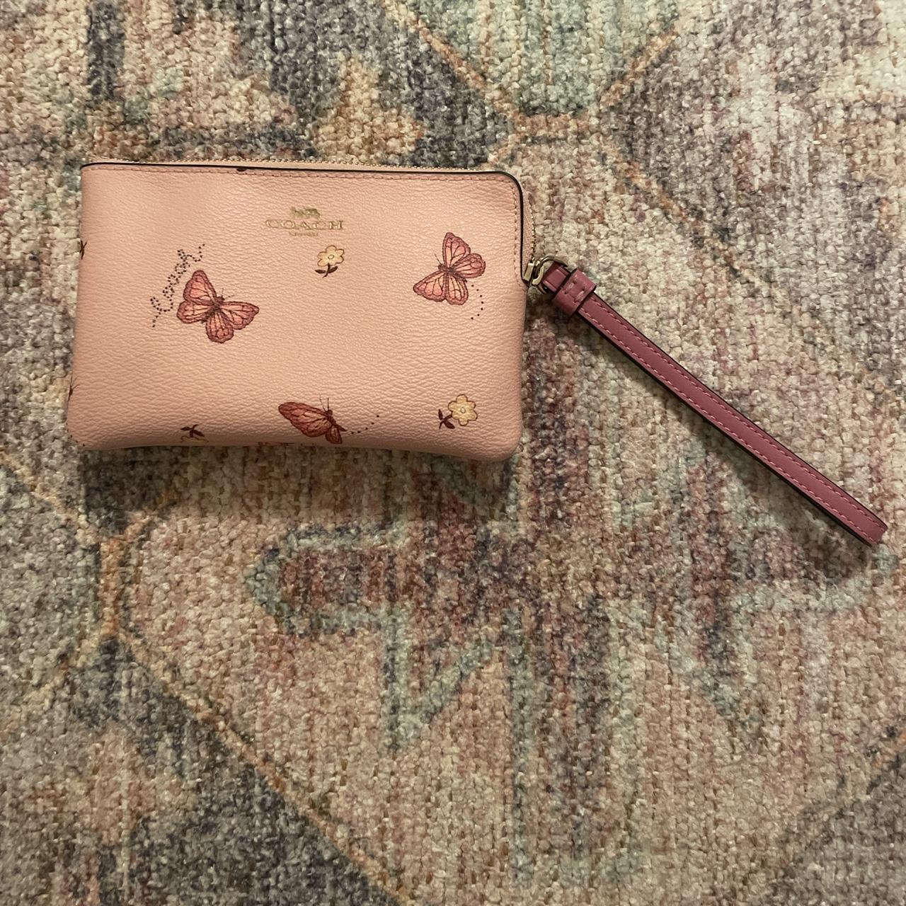 Coach wallet in the color pink with butterflies and... - Depop
