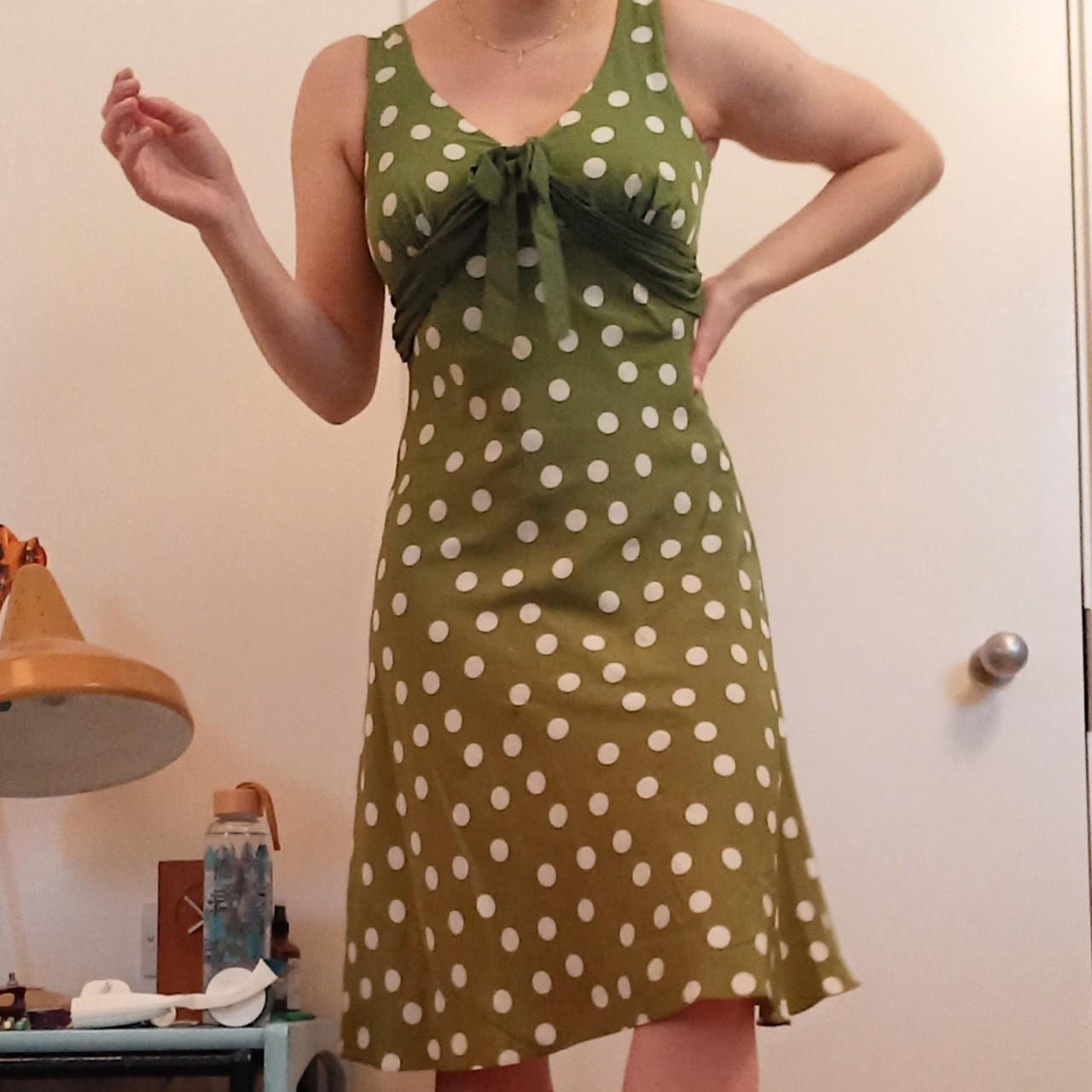 Vintage Kaliko green dress size 10 Polka dots,... - Depop