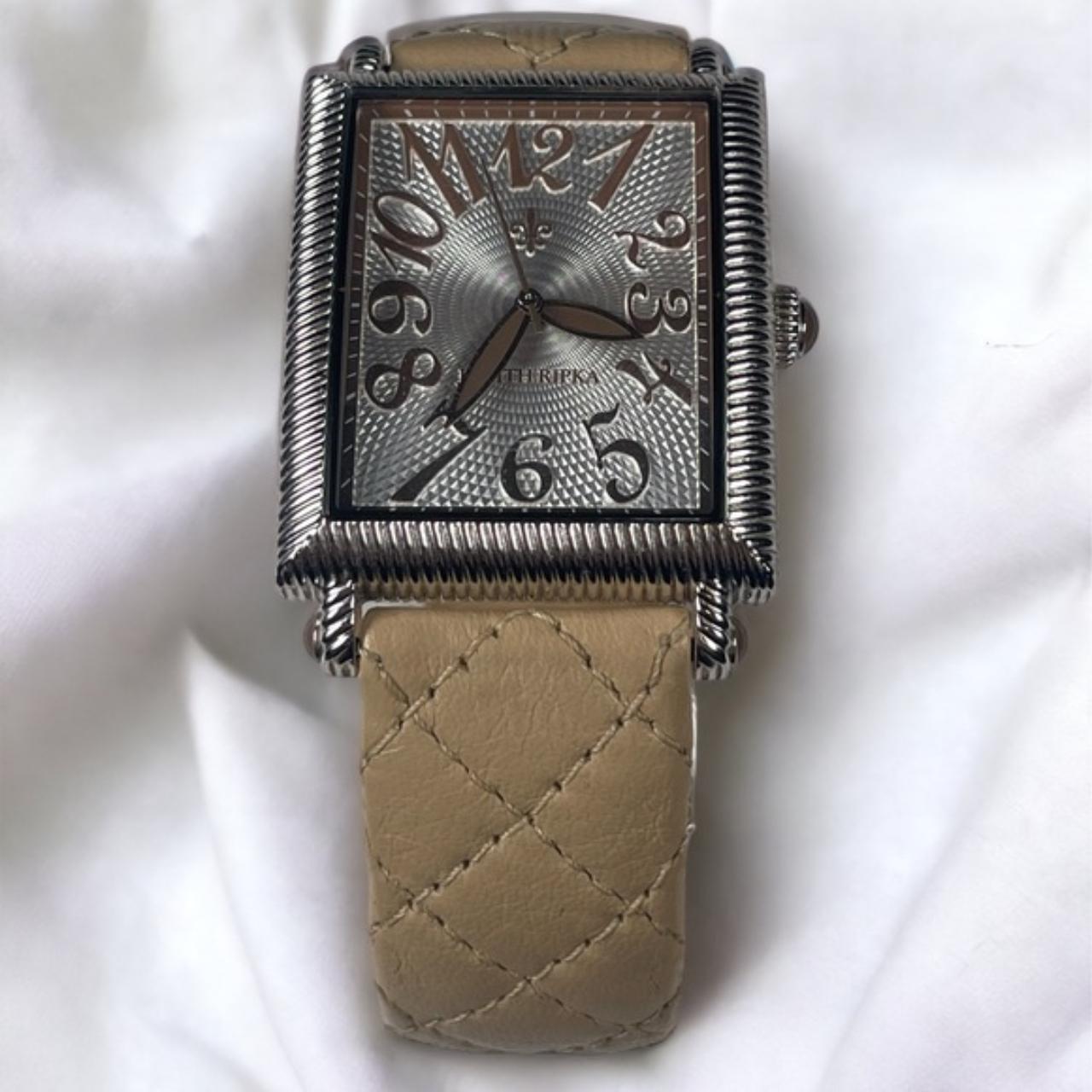 Judith Ripka Tan Leather Stainless Watch Stunning... - Depop