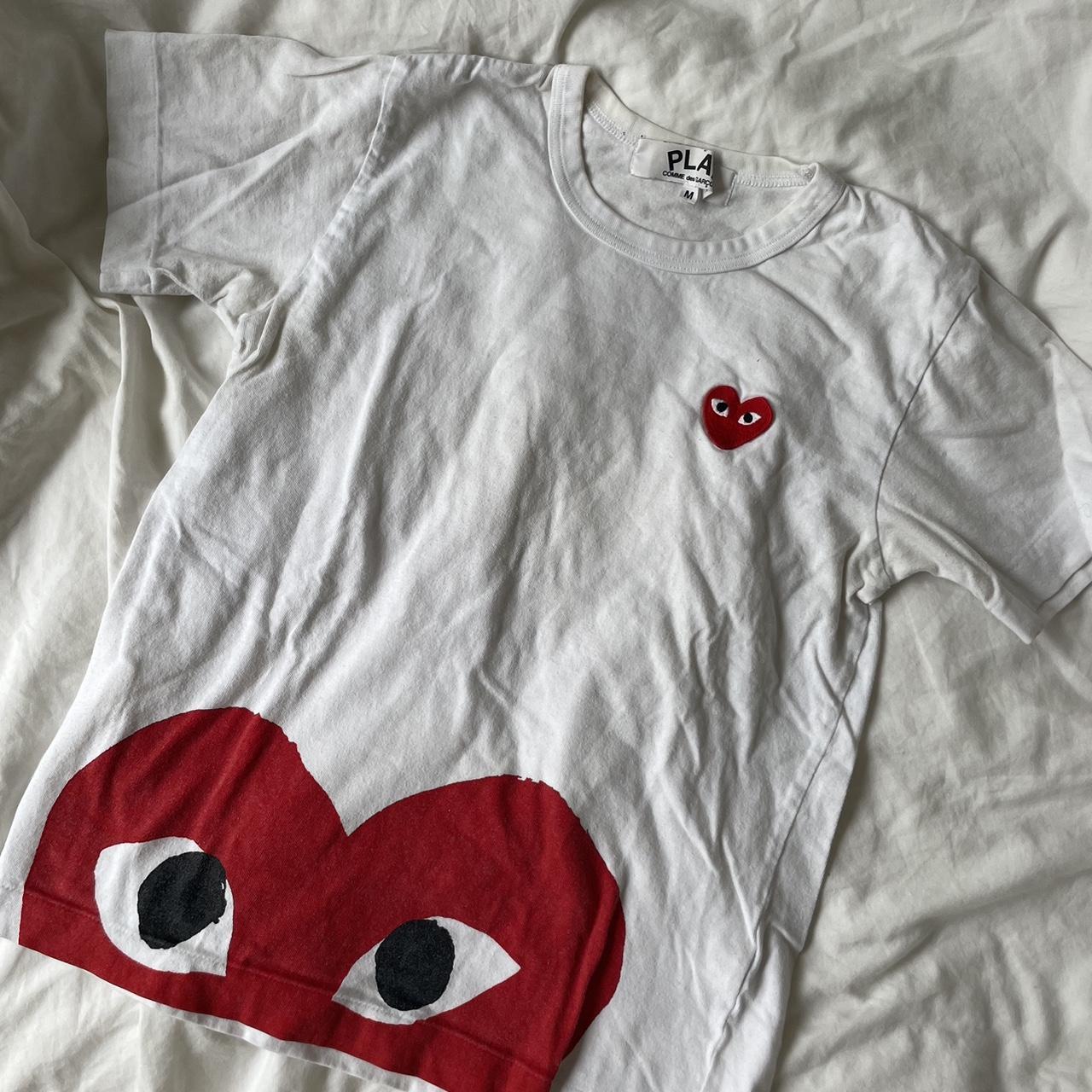 CDG tshirt white with red heart. Super cute on,... - Depop