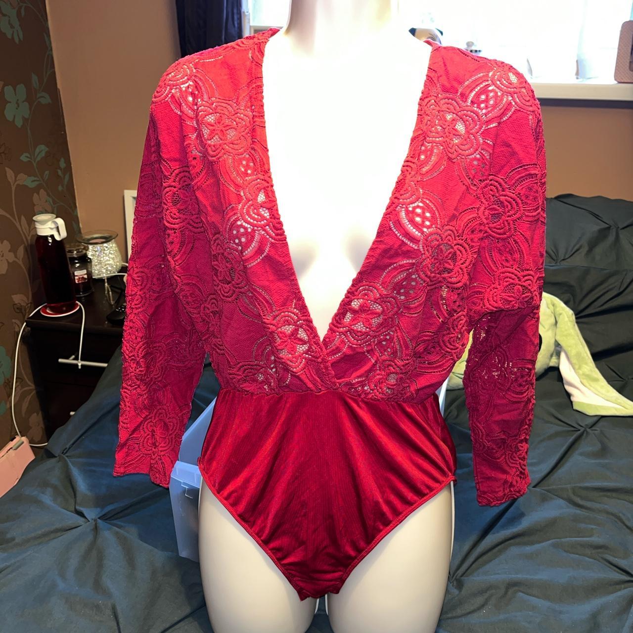 Missguided red bodysuit with cut out detail - Depop