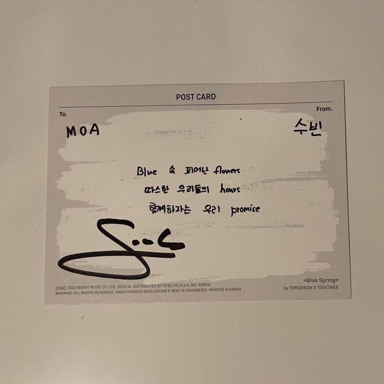 TXT Official Soobin Signed Freefall Postcard Please... - Depop