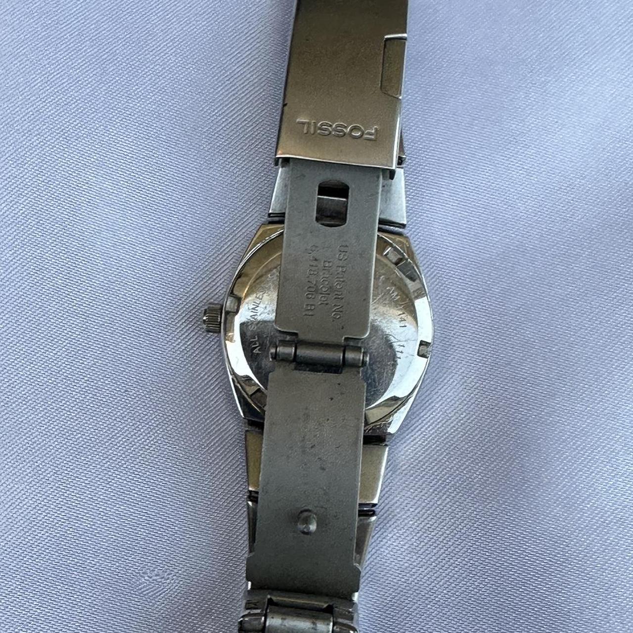 Fossil Silver Diamond Watch with White Dial. Size -... - Depop