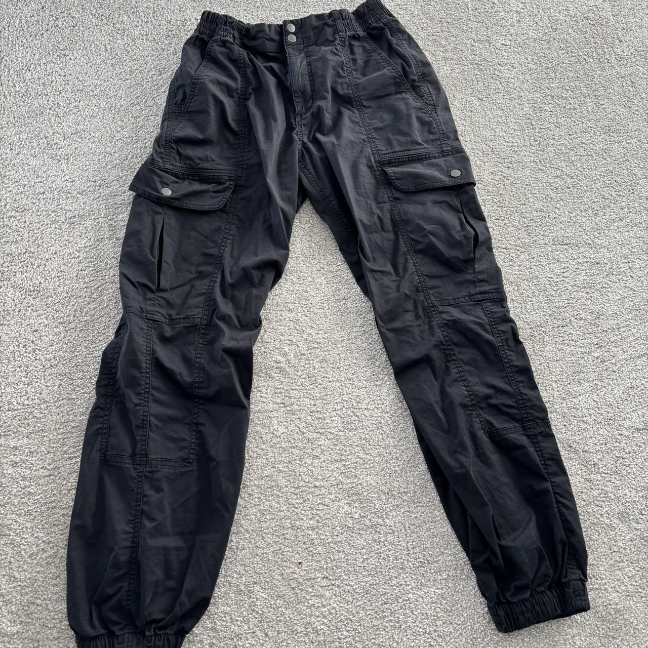 Black Garage Cargo pants Stretchy waistband... - Depop