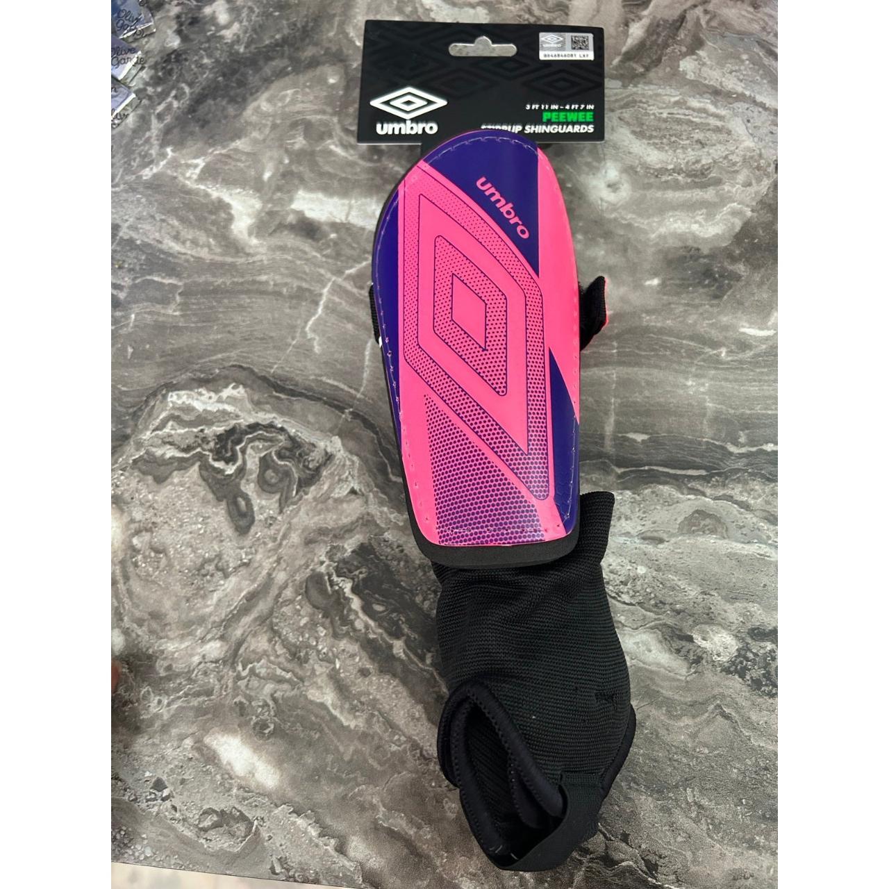 new kids peewee pink umbro soccer shin quards new... - Depop