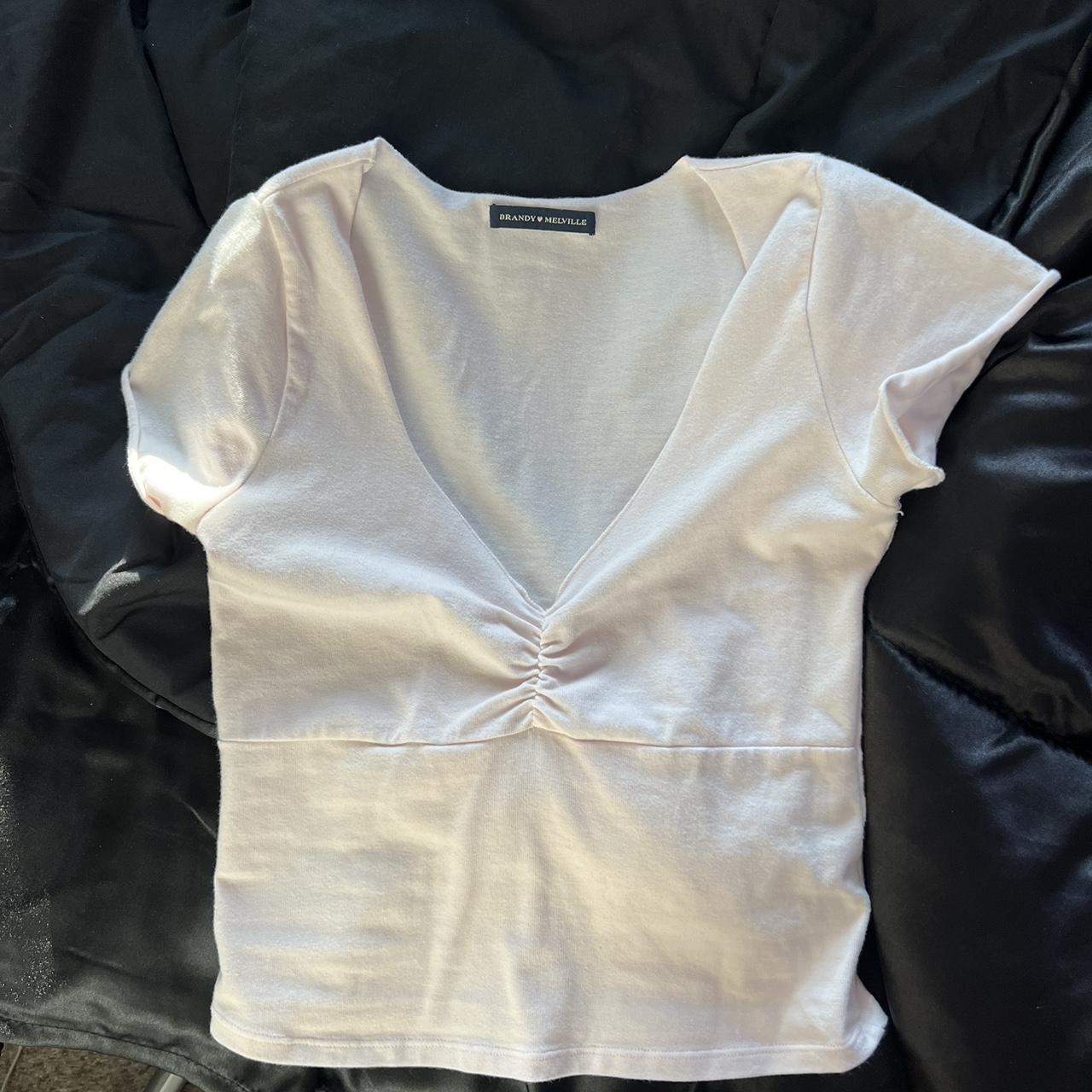 Brandy Melville Gina Top🩷🤍 Lightish pink color💗 Size... - Depop