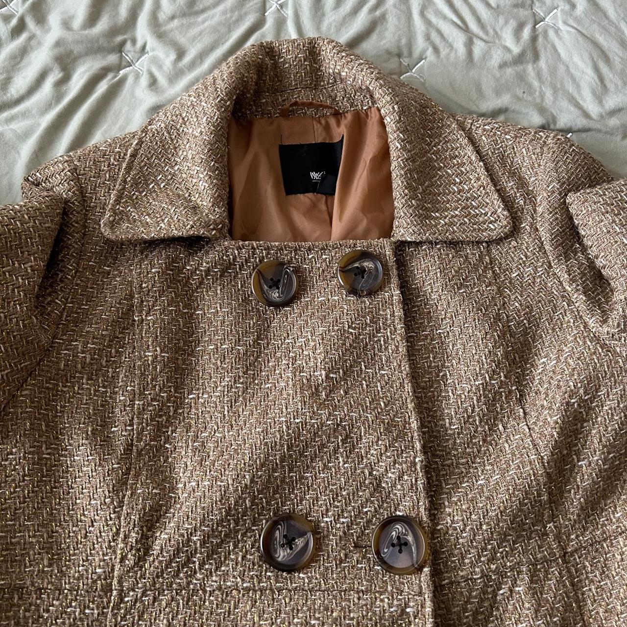 Tan with Golden Threat Coat This coat is tan color... - Depop