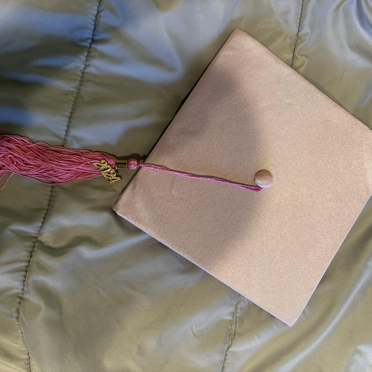 Pink grad cap and gown. Super cute worn once.... - Depop