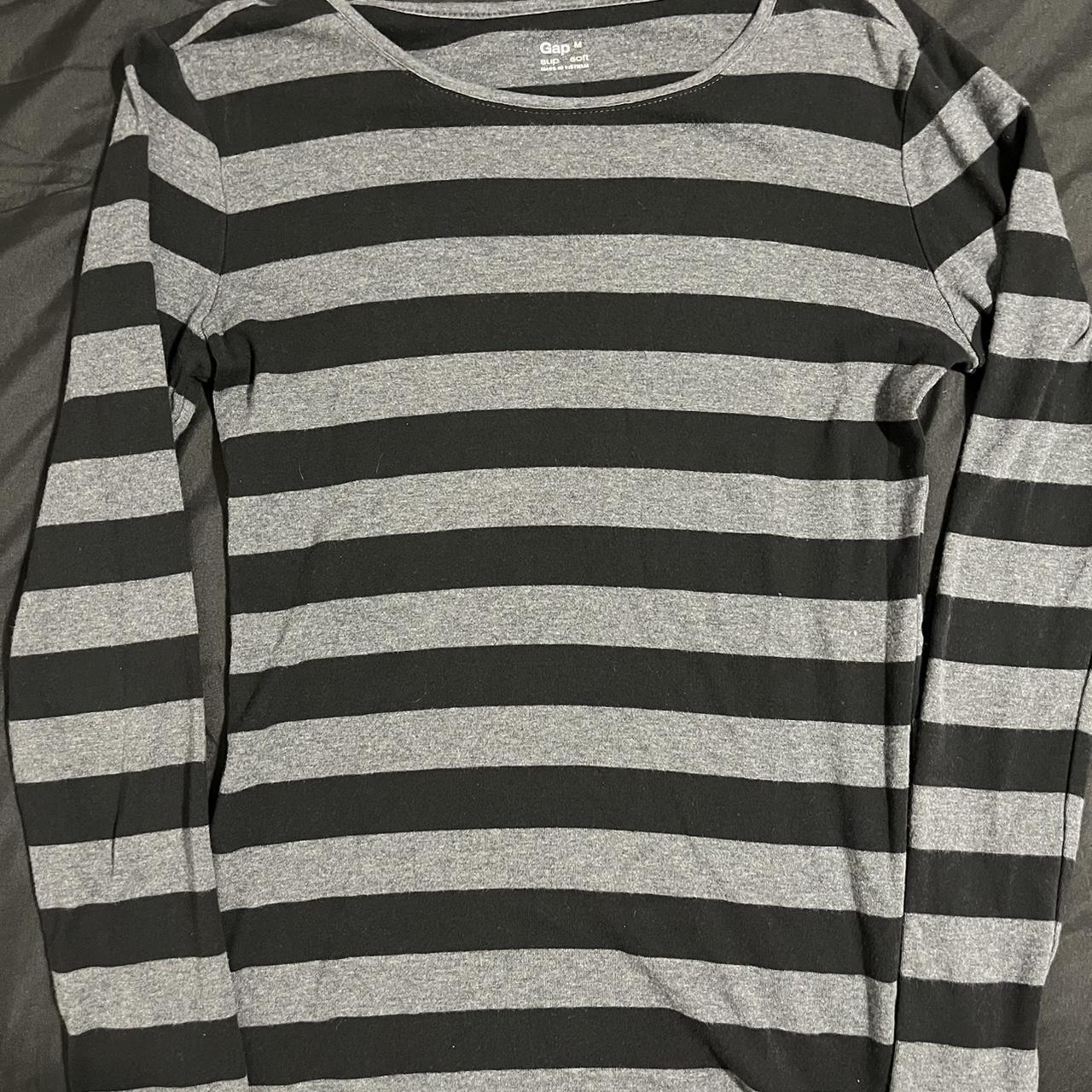 black and grey striped long sleeve #emo #striped... - Depop
