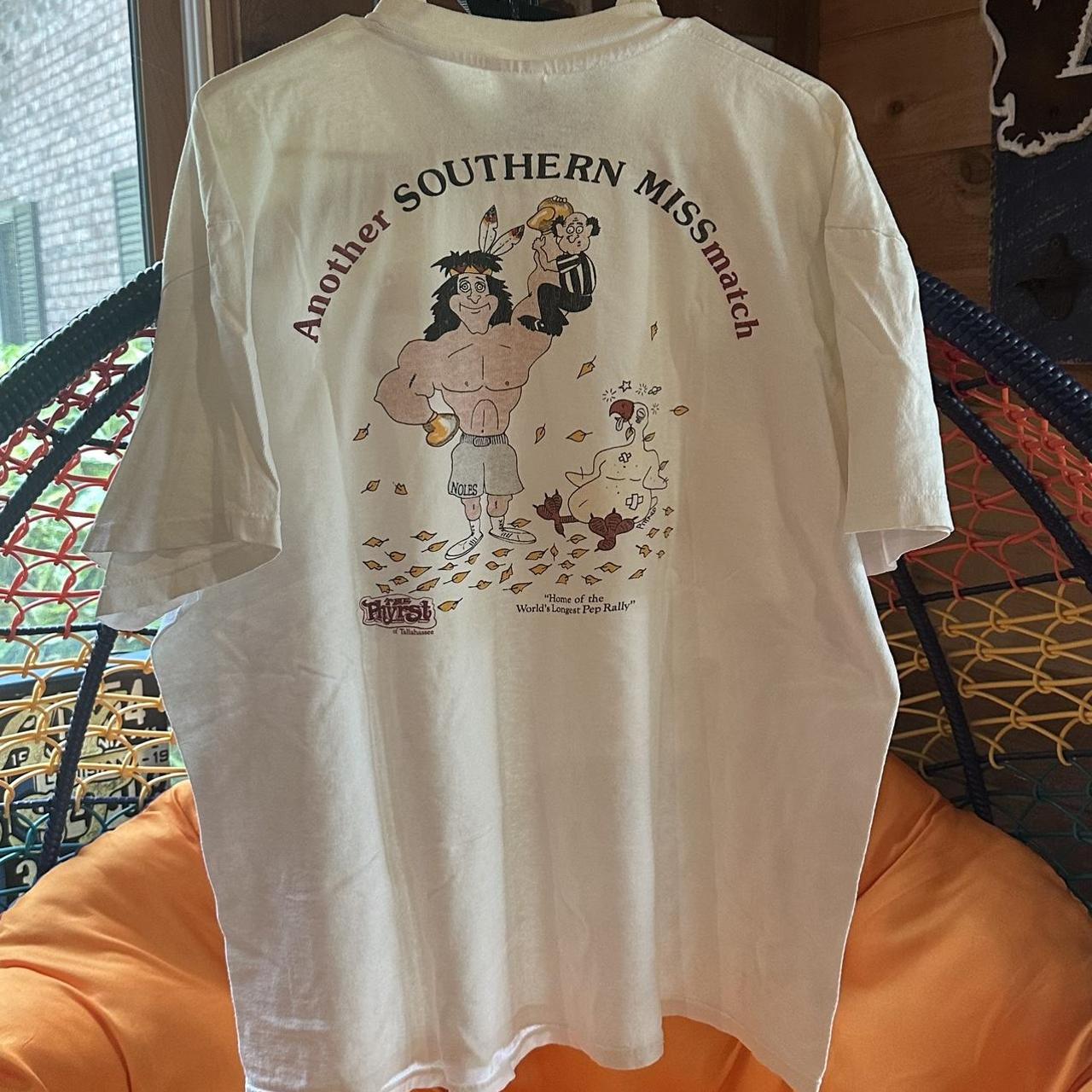 Vintage 80s FSU vs Southern Miss football shirt Size... - Depop