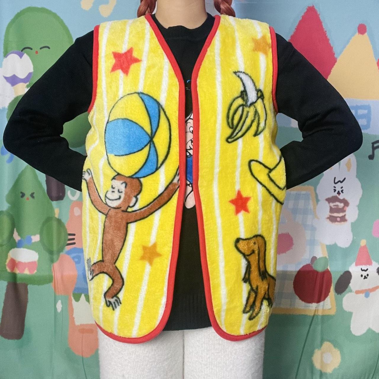 kawaii 😍 authentic curious George fleece vest jacket... - Depop