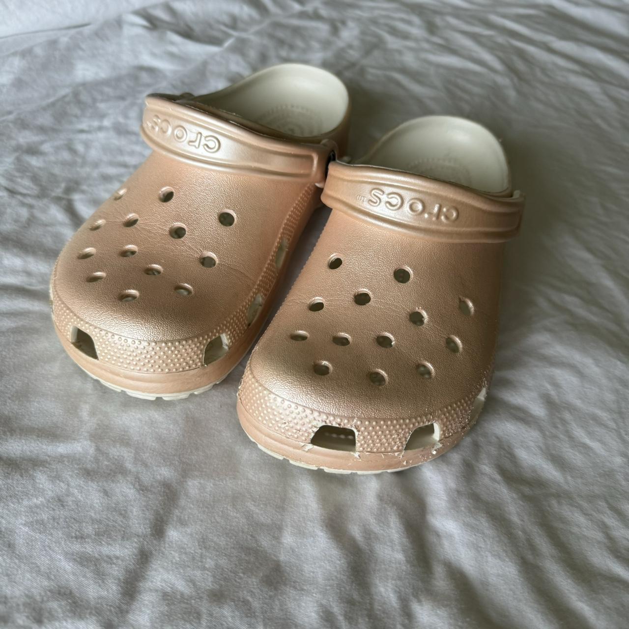 rose gold crocs women’s size 8 minor creasing as... - Depop