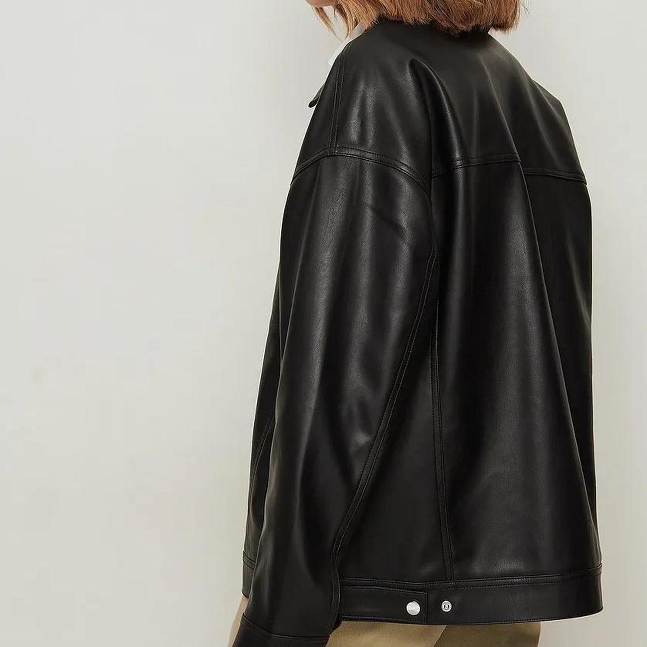 Na-kd black faux leather shacket in good condition,... - Depop