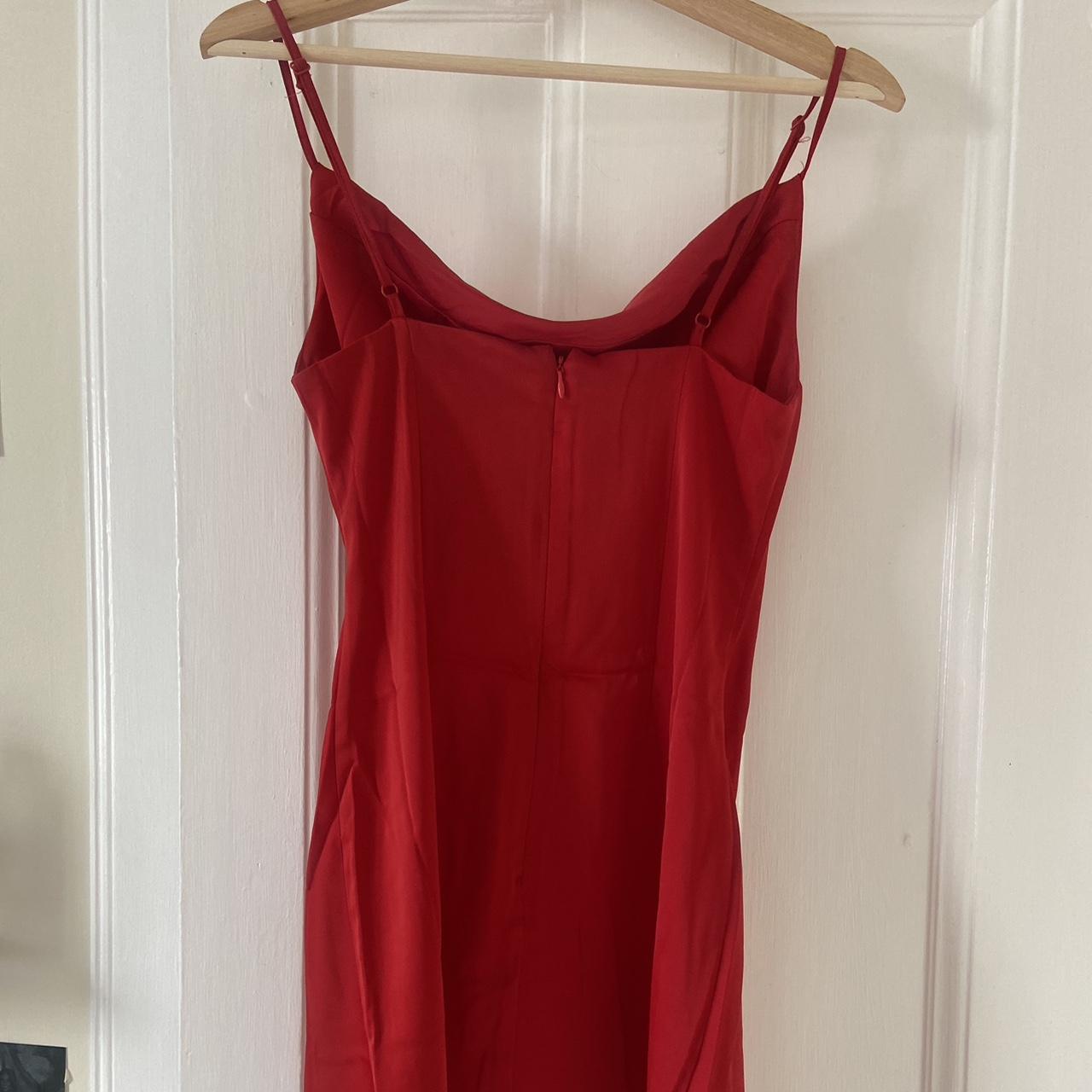 red urban silk dress #urbanoutfitters #silkdress... - Depop