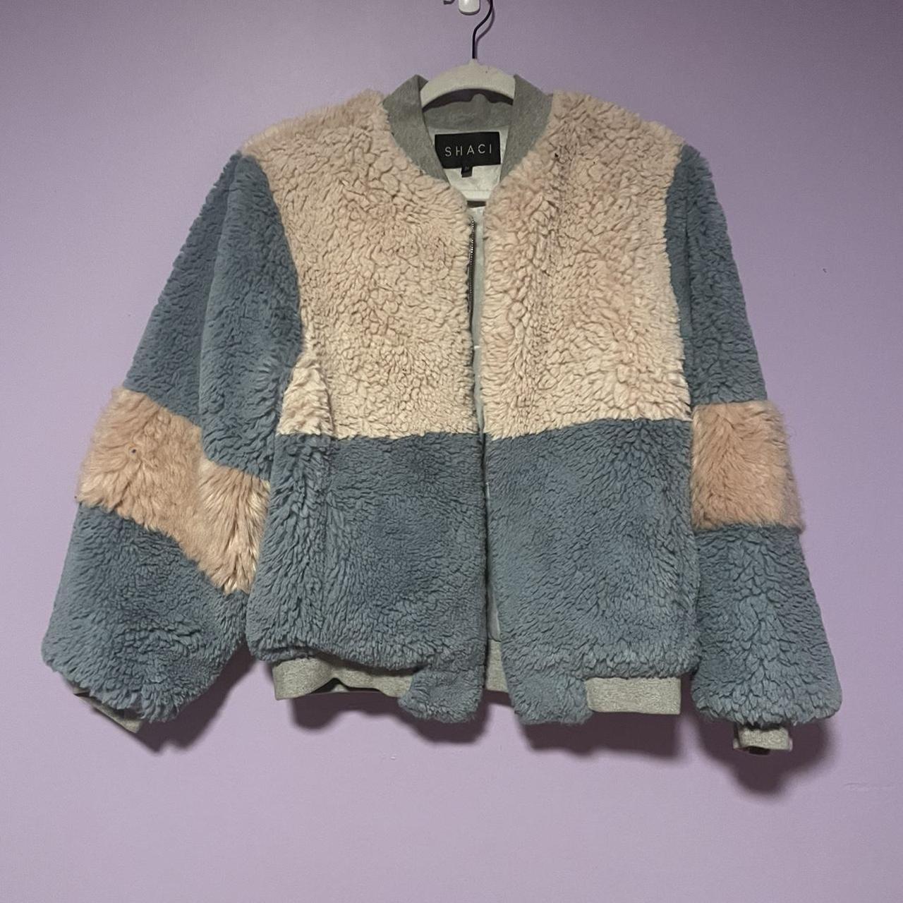 Women's Pink and Blue Coat | Depop