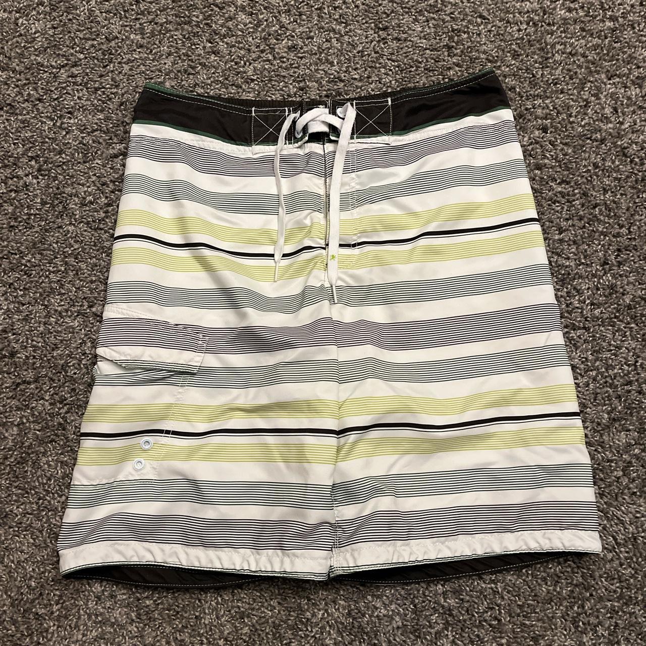 Mossimo Men's Green and Yellow Swim-briefs-shorts | Depop