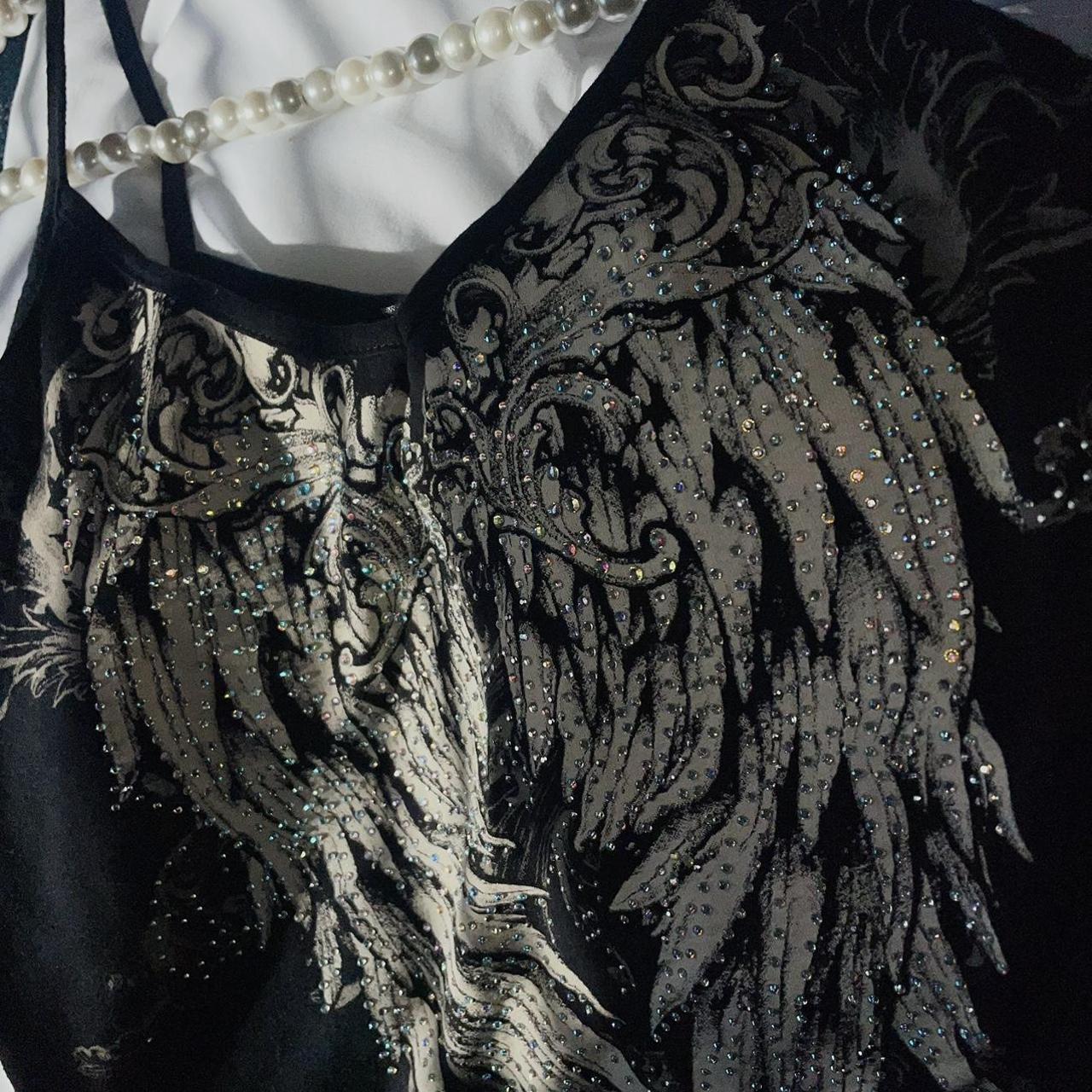 🖤🪽 Y2K Blinged Angel Cami Featuring adorable angel... - Depop