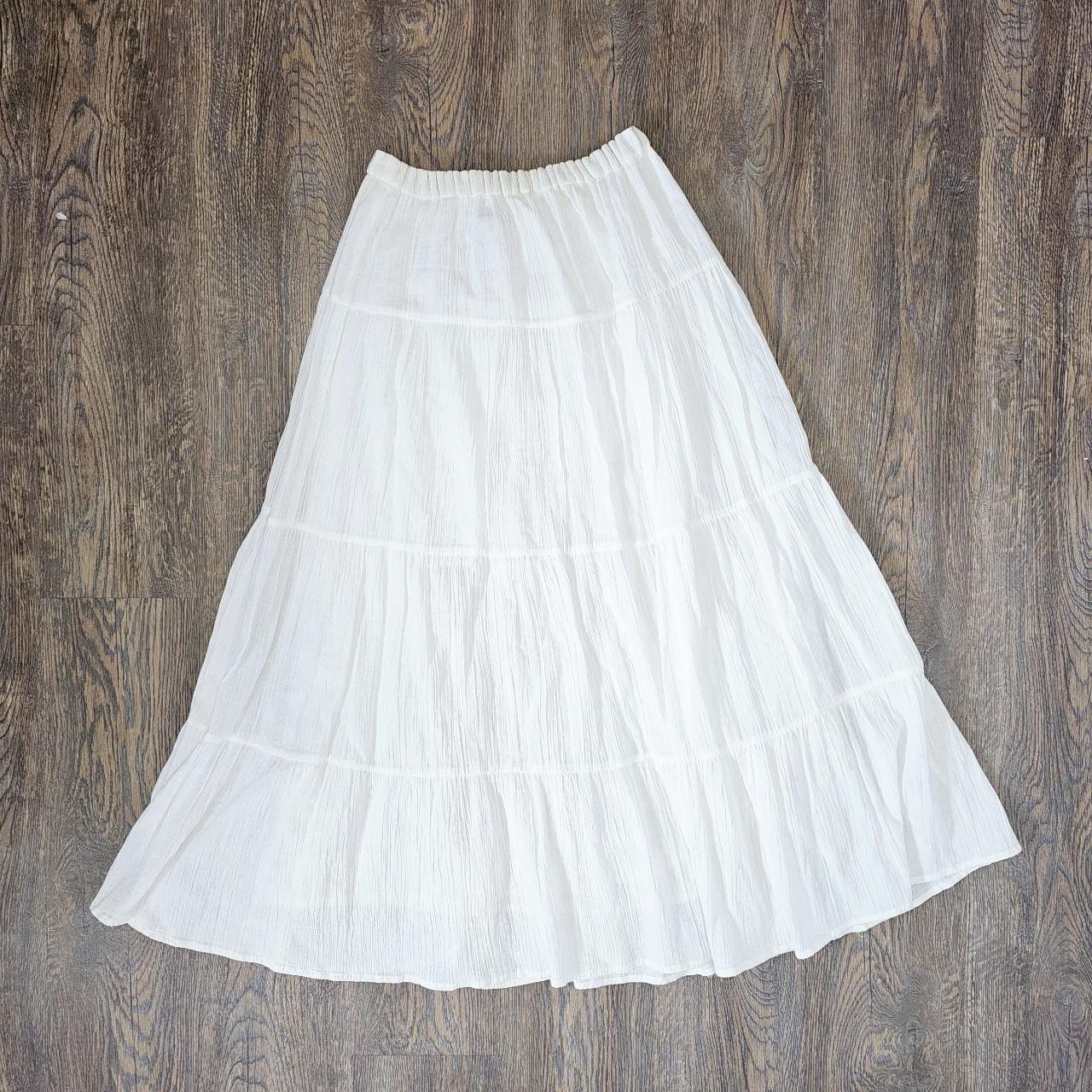 Pretty White Boho Skirt Perfect For Summer Size M Depop