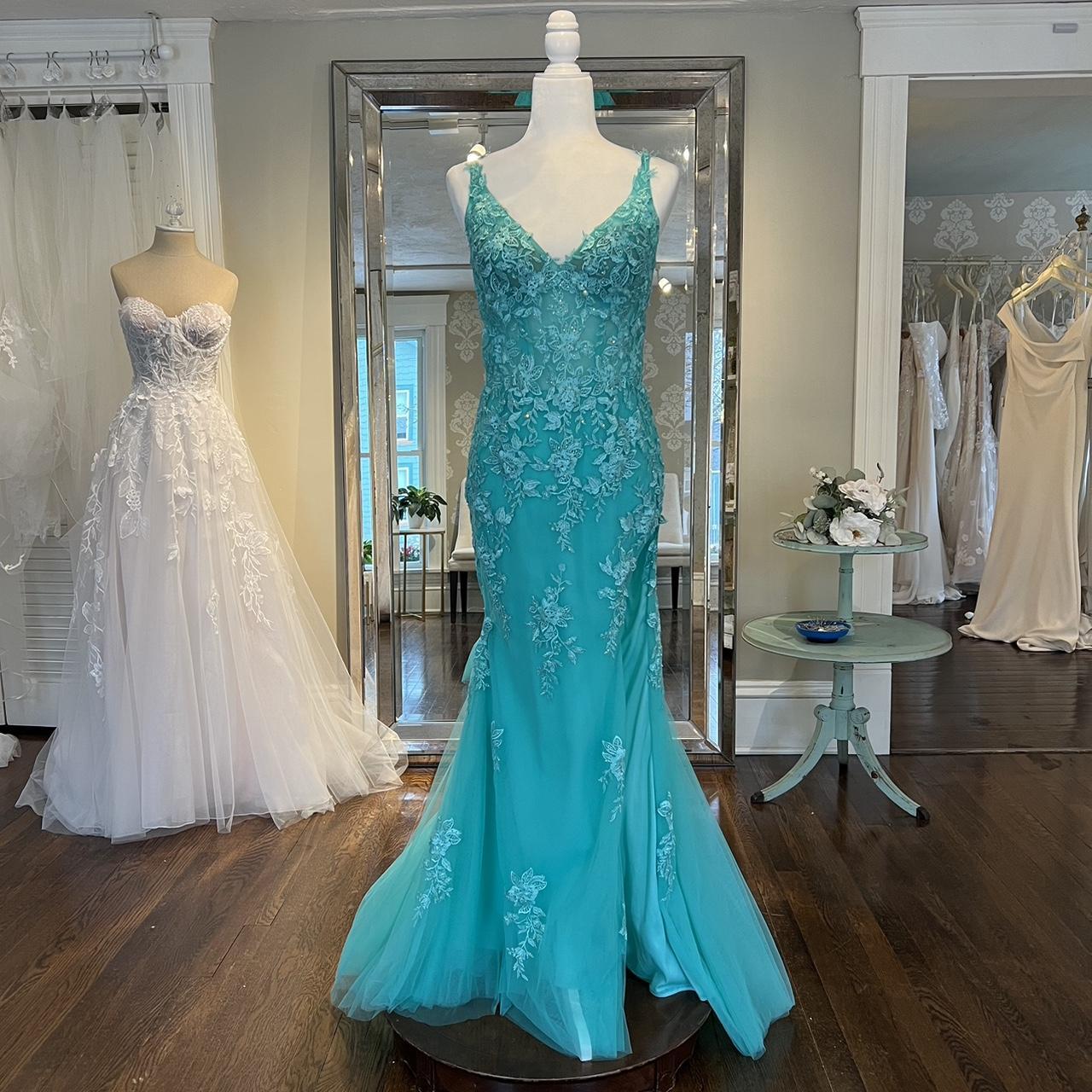 LaFemme Prom Dress, Aqua, Brand New with Tags, Size... - Depop