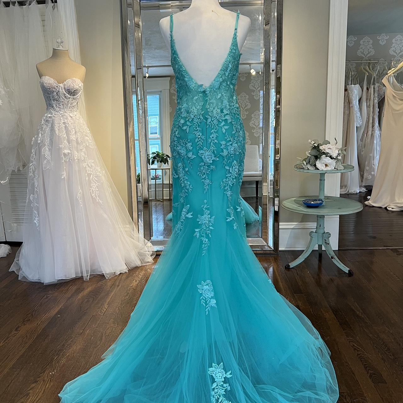 LaFemme Prom Dress, Aqua, Brand New with Tags, Size... - Depop
