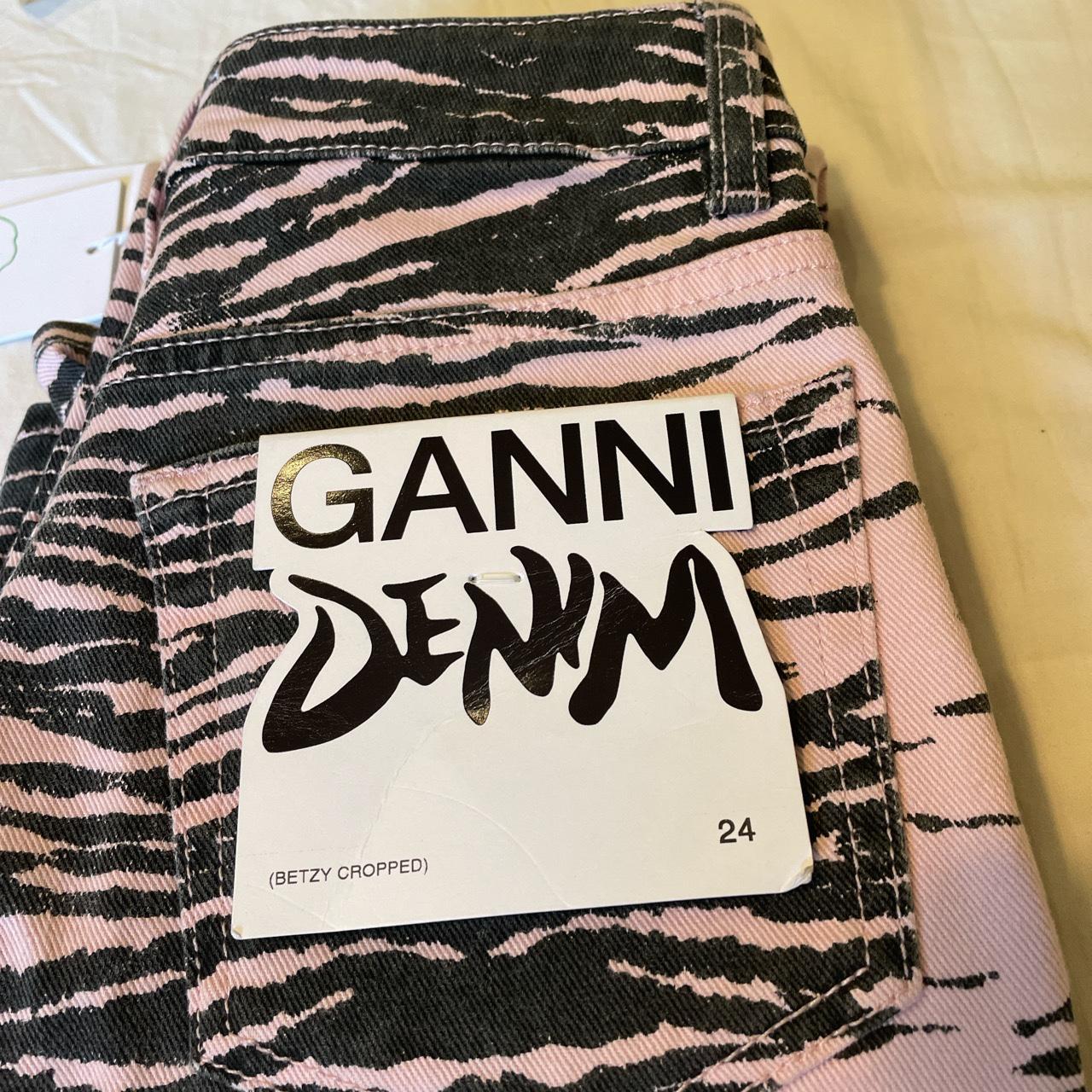 Ganni lilac pink tiger stripe jeans ‘Betsy’... - Depop