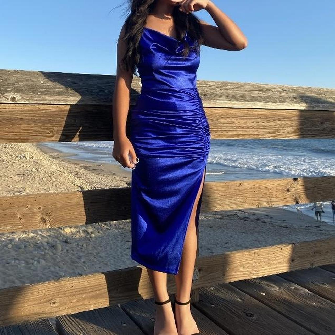 Windsor Women's Navy and Blue Dress | Depop