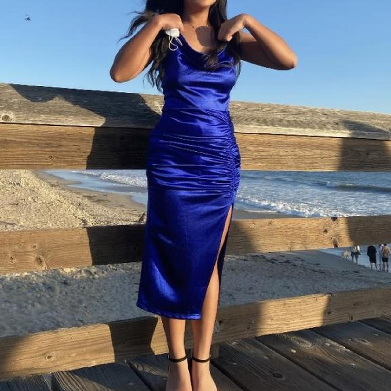 Windsor Women's Navy and Blue Dress | Depop