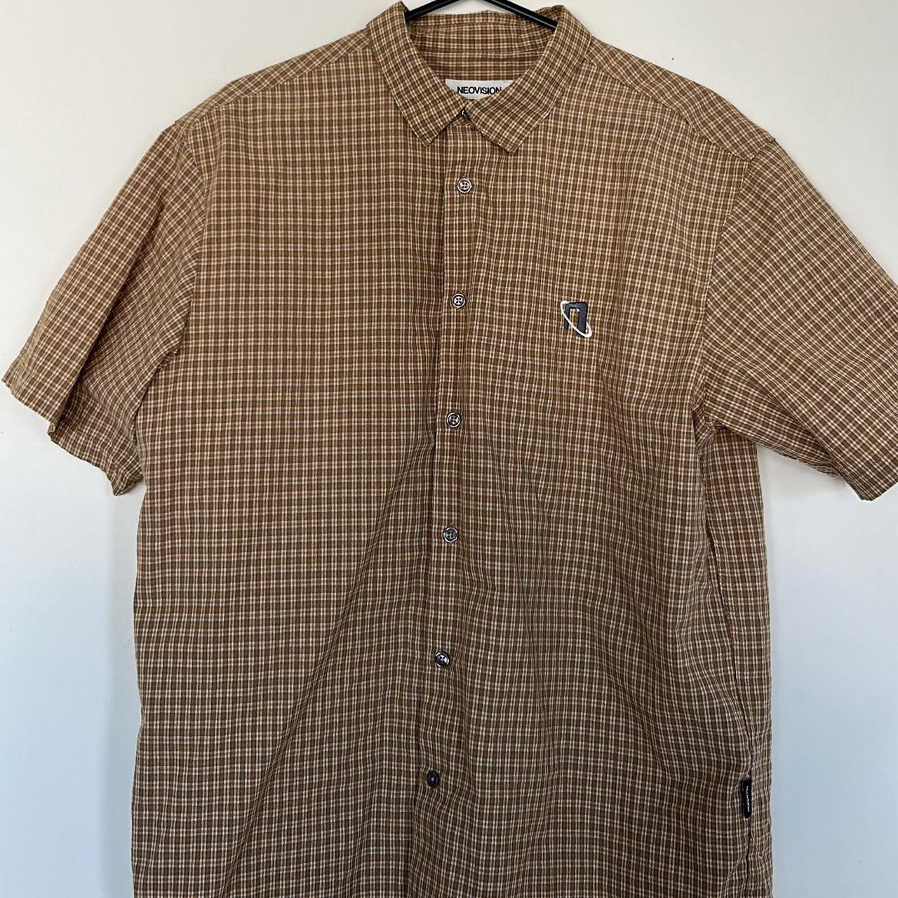 Neovision brown button up, only worn once | Depop