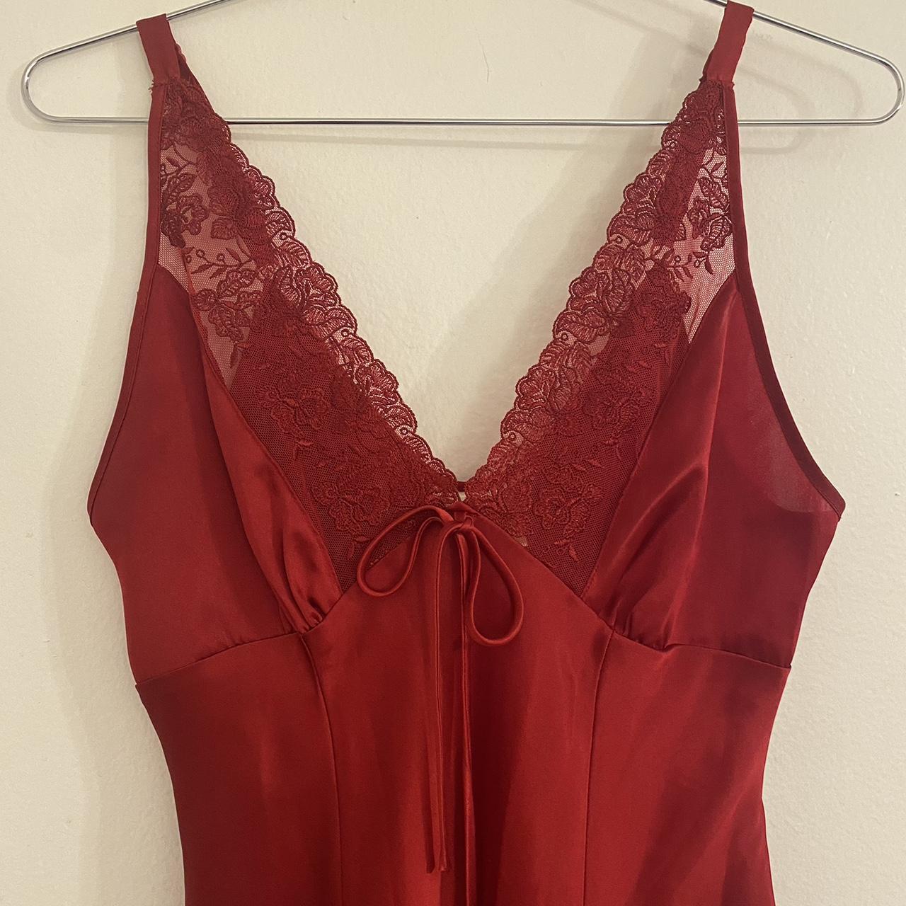 Vintage Sears “inner most” midi red silky negligee... - Depop
