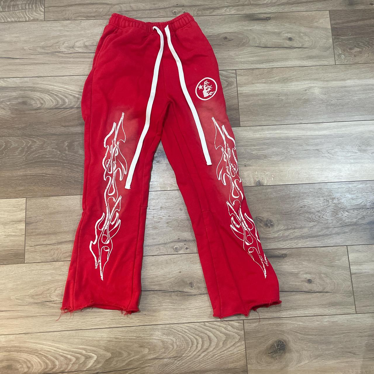 Red Hellstar Flared Sweatpants red, flared,... | Depop