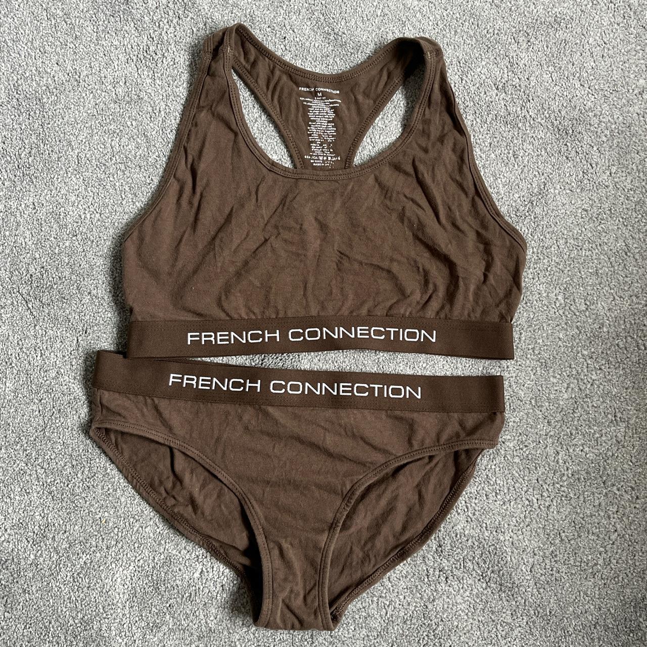 French Connection Women's Khaki and Brown Bra | Depop