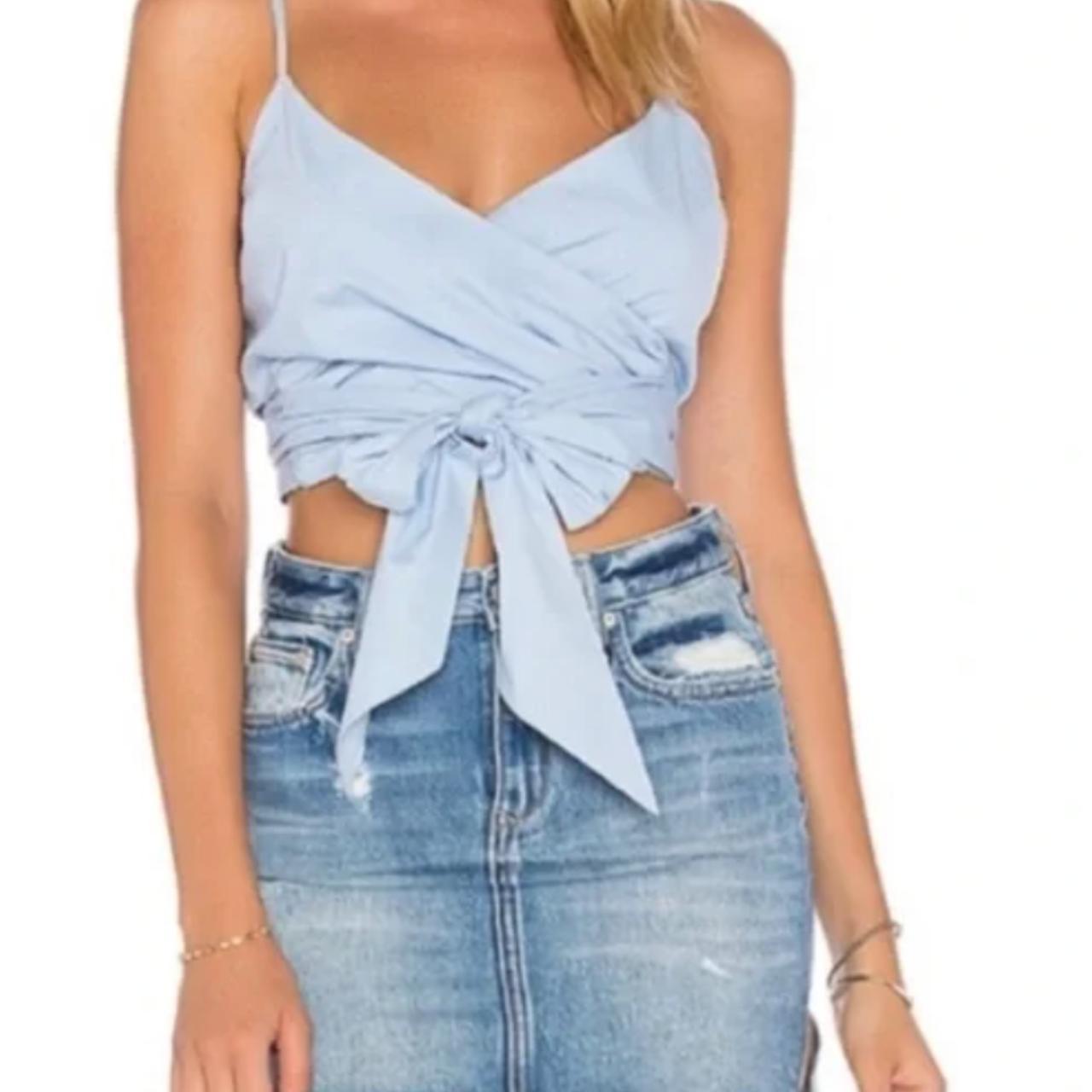 Light blue wrap around tank top Lovers and Friends,... - Depop