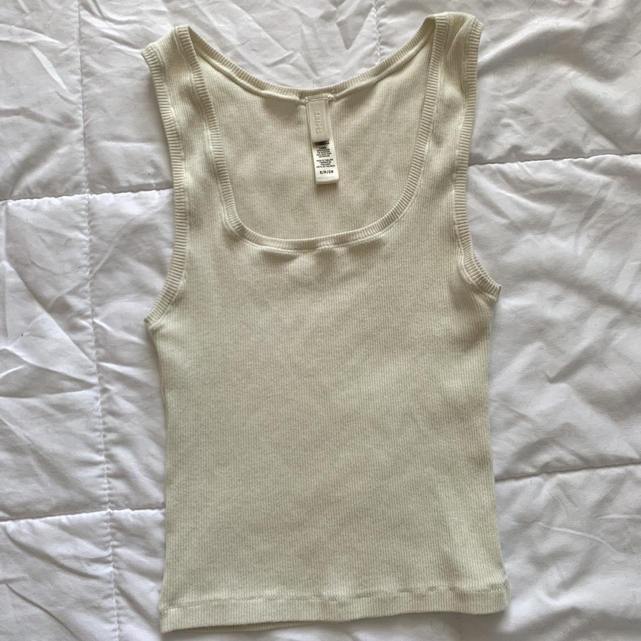 skims tank - cream color - ribbed material - Depop