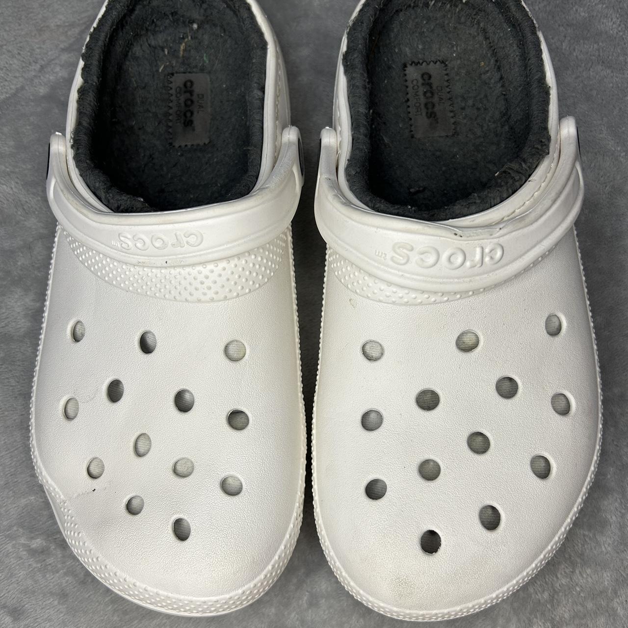 White fleeced lined crocs M 8 W 10 Barely used but... - Depop