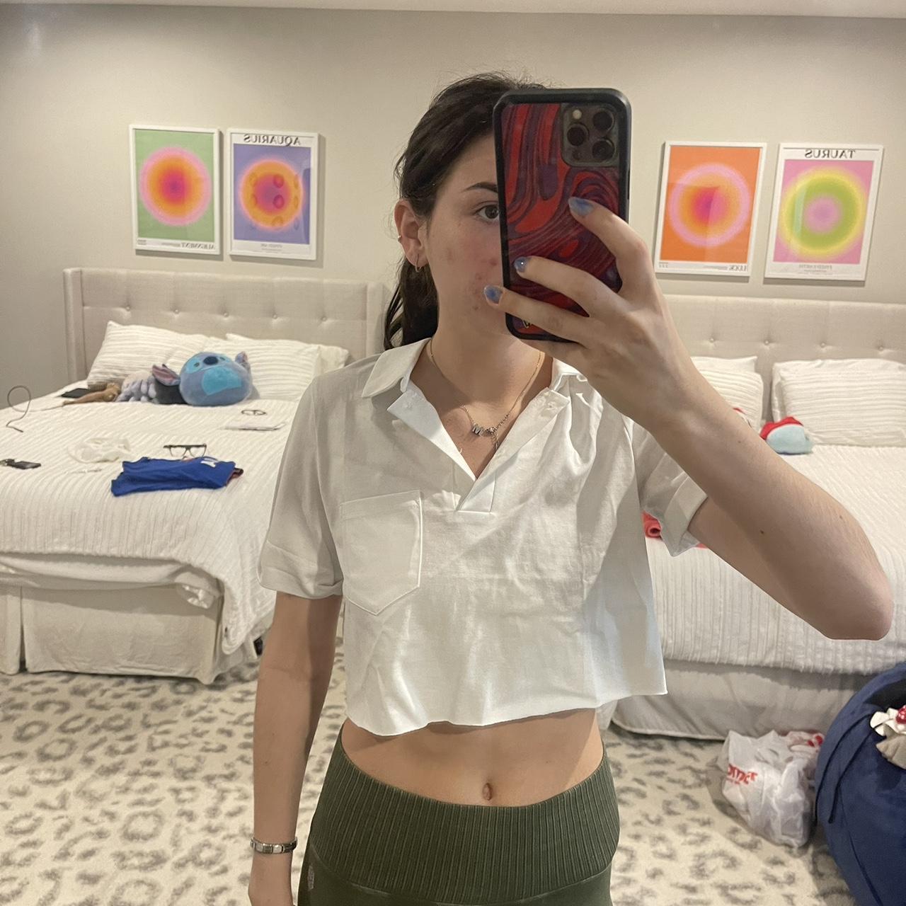 The Kript cropped white button-up. Brand new and... - Depop