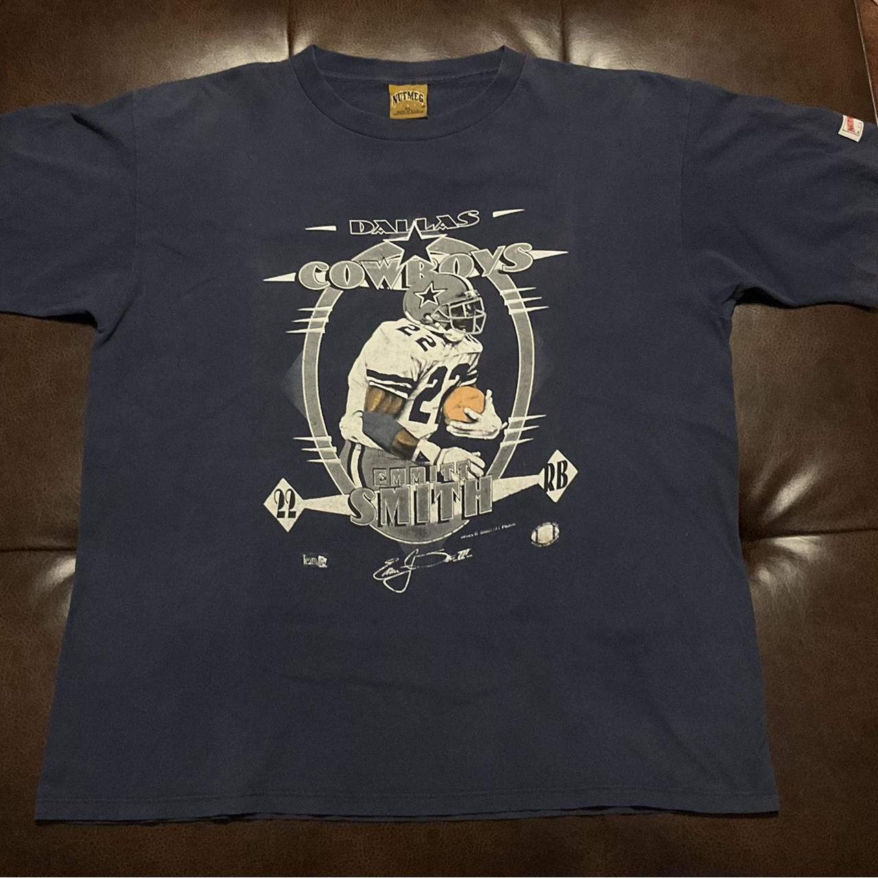 90s Nutmeg Dallas Cowboys Emmitt Smith shirt size... - Depop