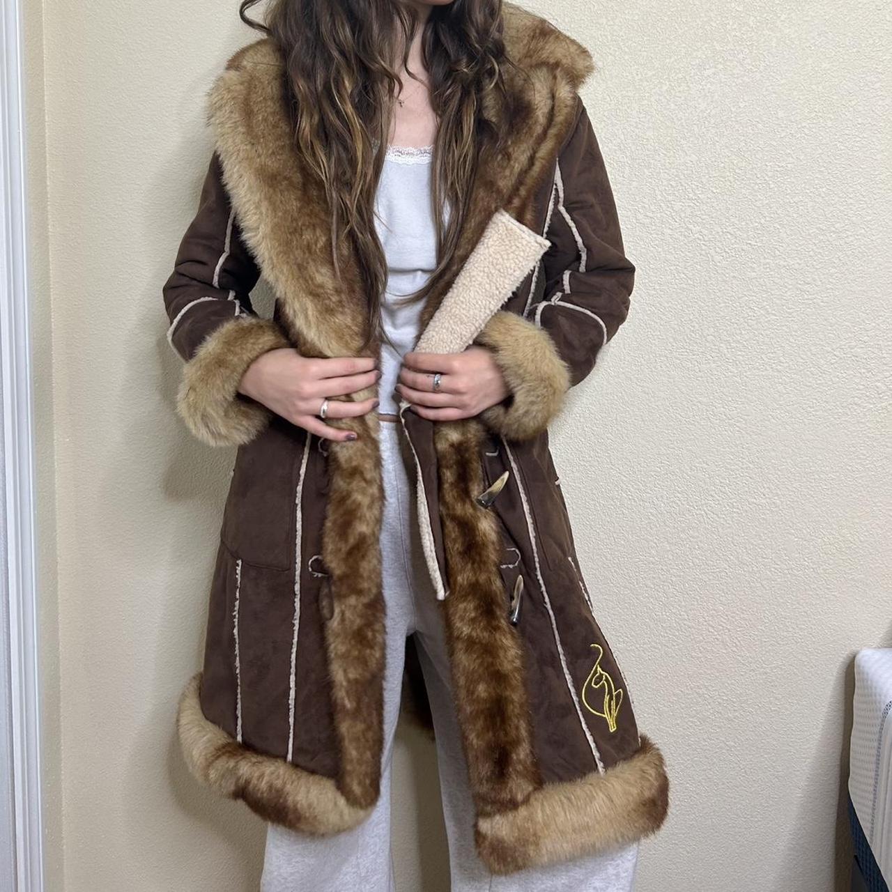 Baby Phat Girlz Fur Coat with with side pockets and... - Depop